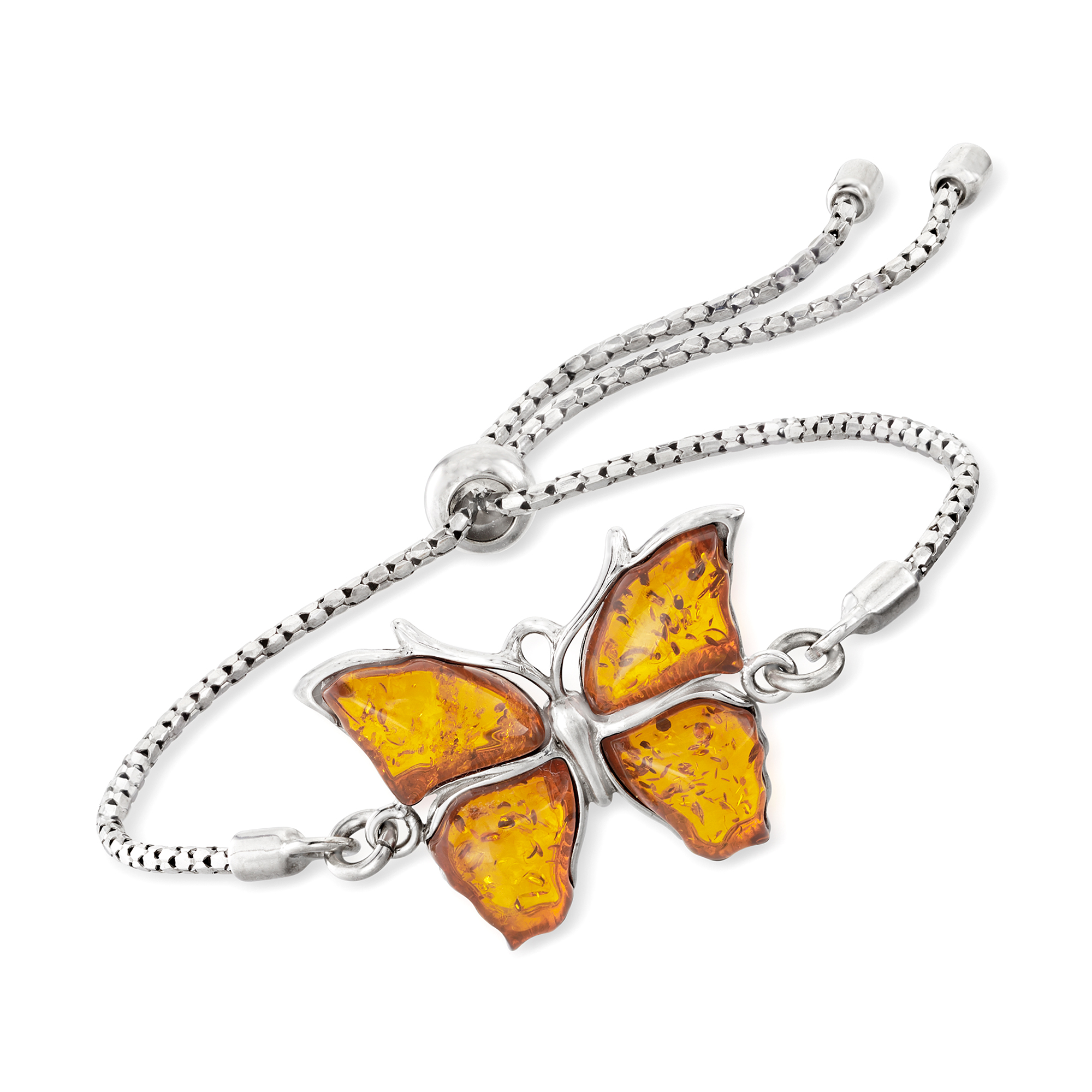 Amber Butterfly Bolo Bracelet in Sterling Silver | Ross-Simons