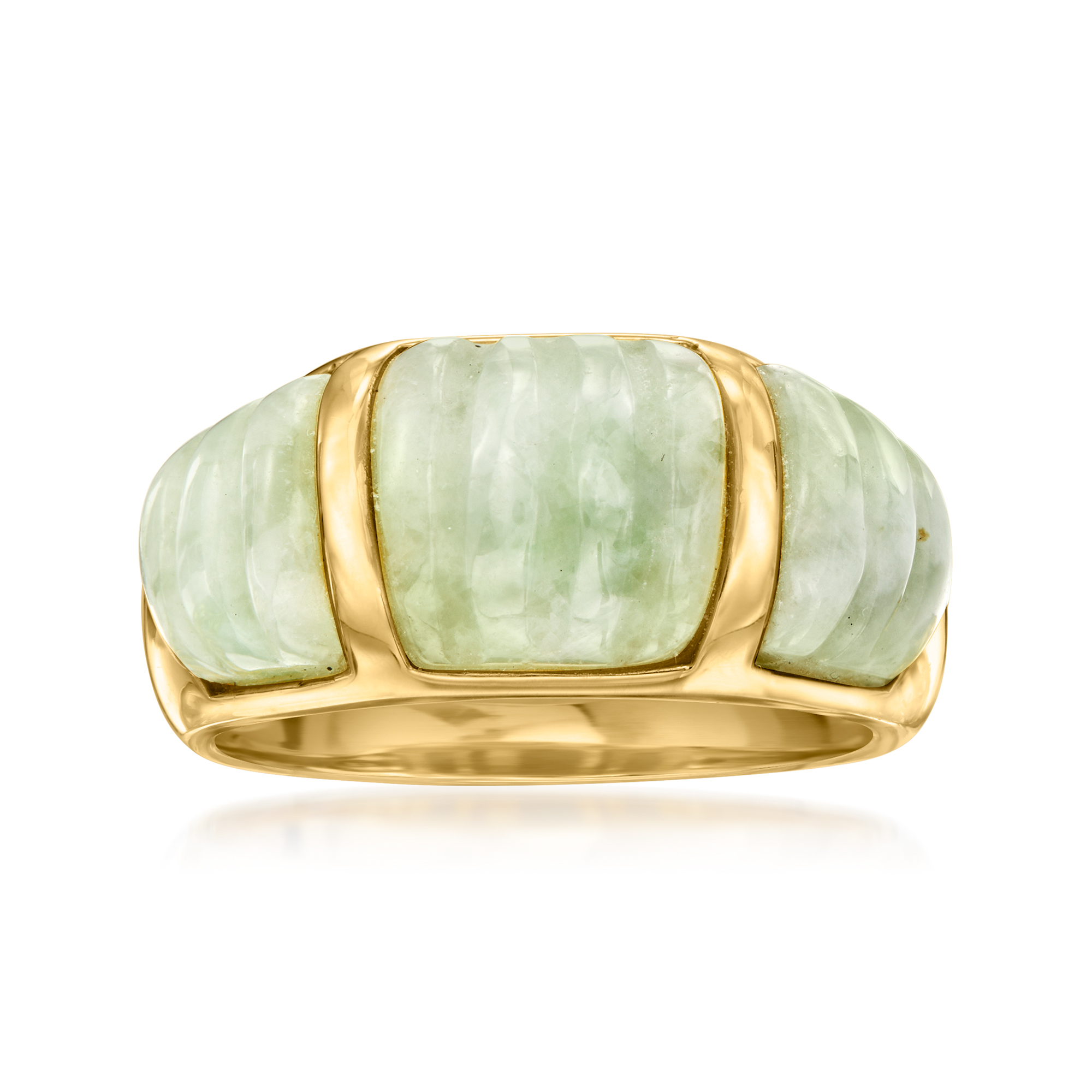Carved Jade Ring in 18kt Gold Over Sterling | Ross-Simons
