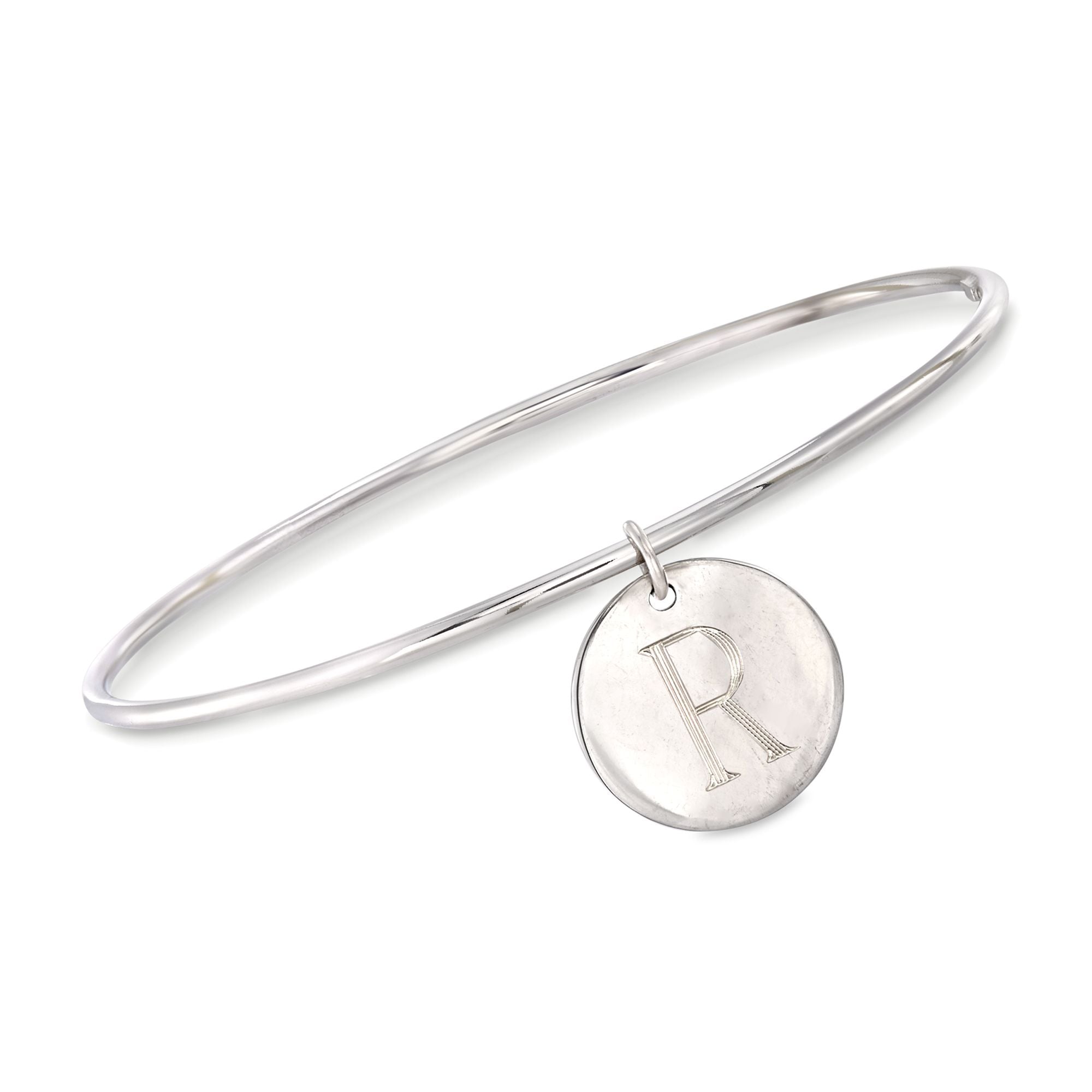 Italian Sterling Silver Single Initial Disc Bangle Bracelet | Ross-Simons