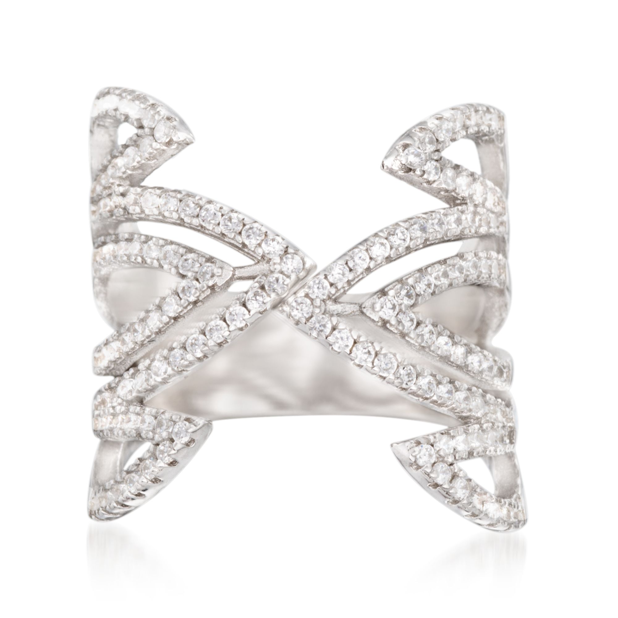 .70 ct. t.w. CZ Open Geometric Ring in Sterling Silver | Ross-Simons