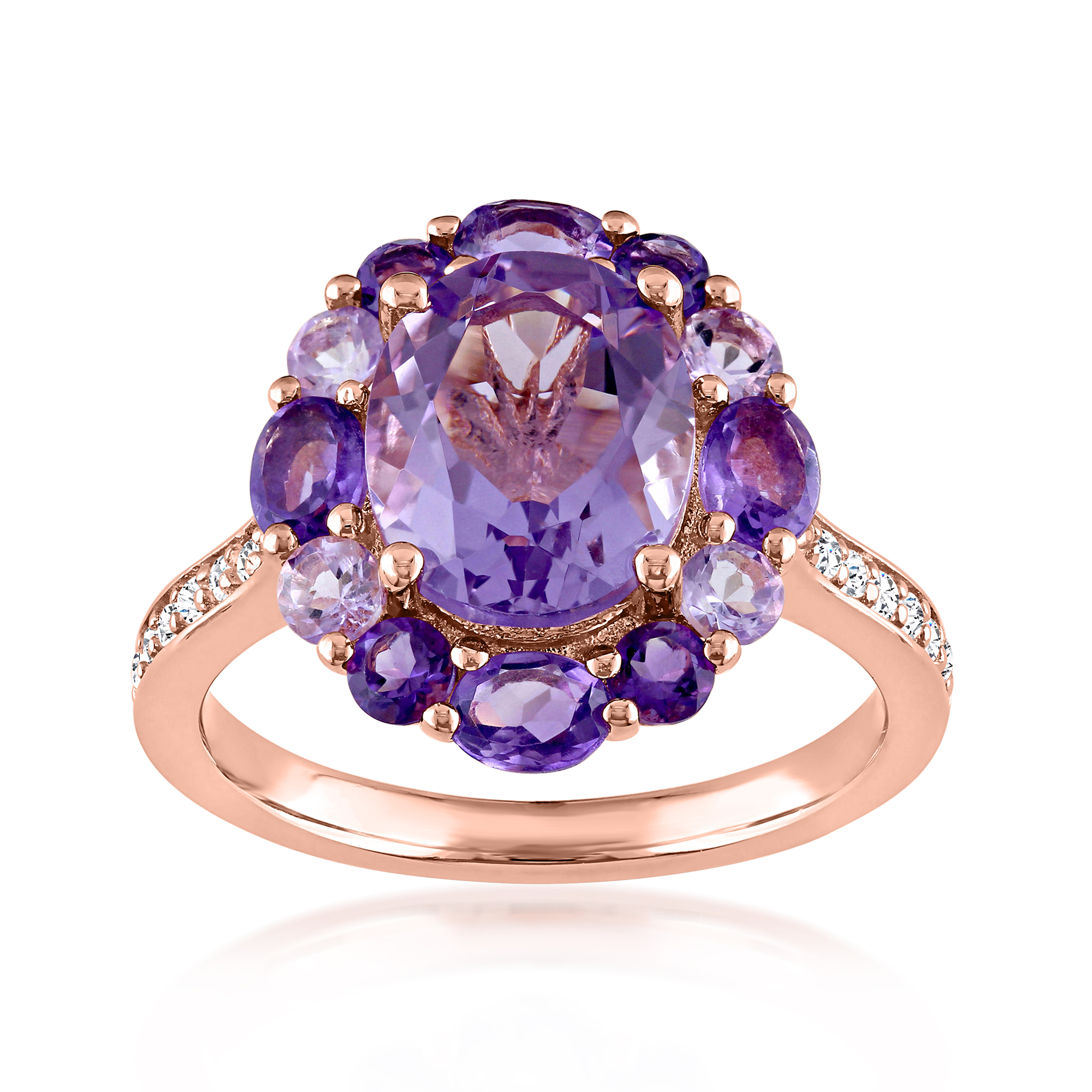 3.60 ct. t.w. Amethyst Ring with .10 ct. t.w. White Topaz in 18kt Gold ...