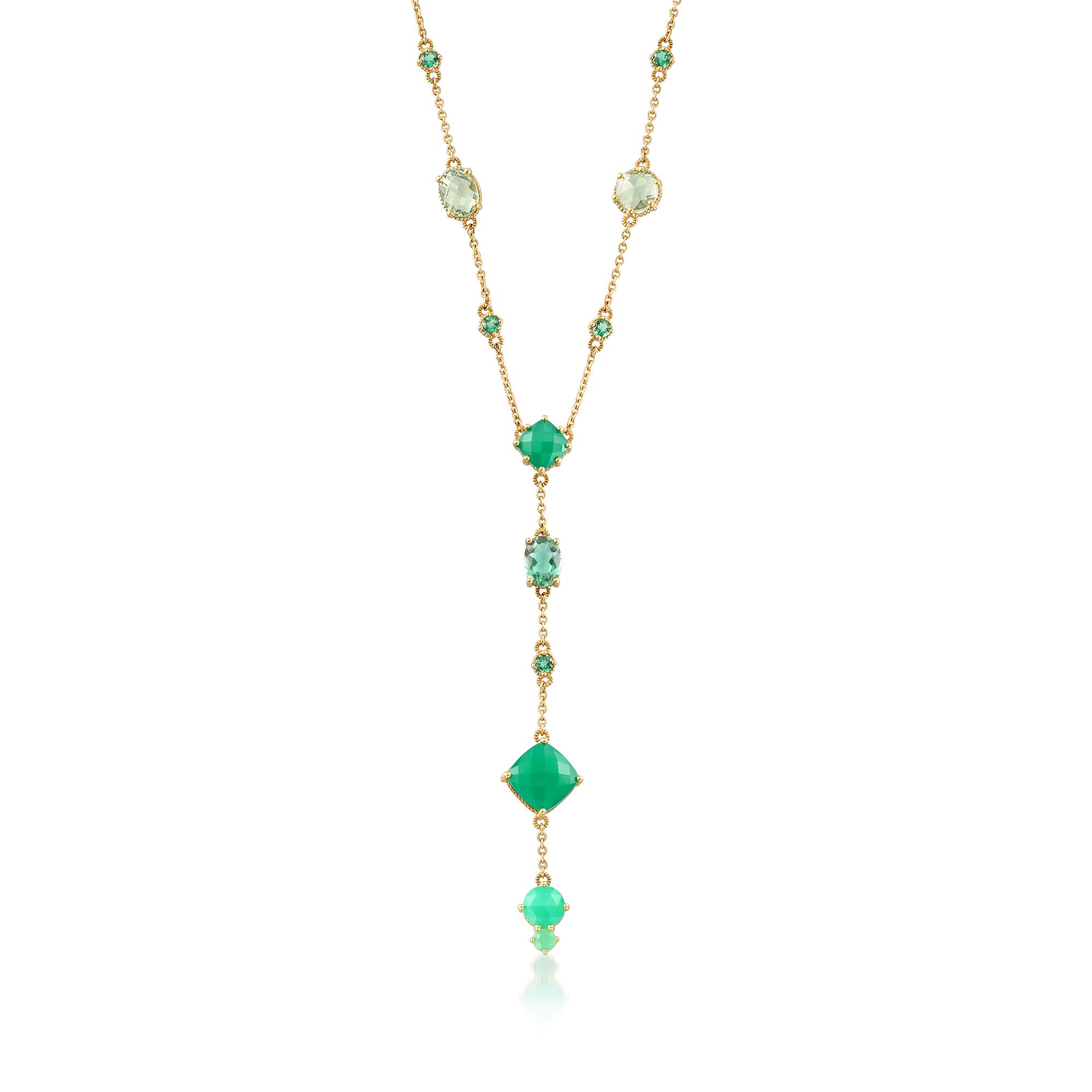 Judith Ripka "Flora" 4.55 ct. t.w. Green Multi-Stone Y-Necklace in 18kt ...