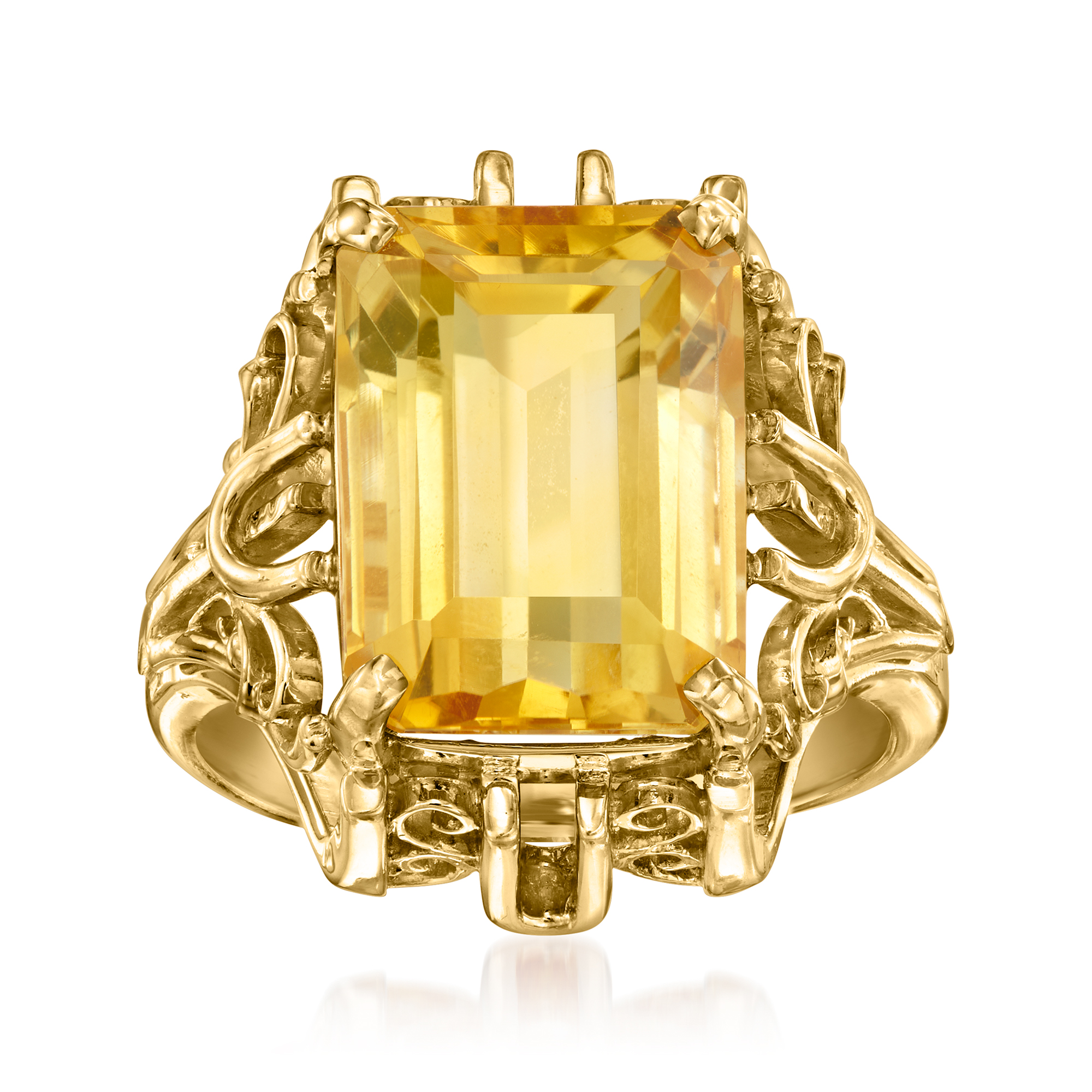 C. 1985 Vintage 6.68 Carat Citrine Ring in 18kt Yellow Gold. Size 6.5 ...