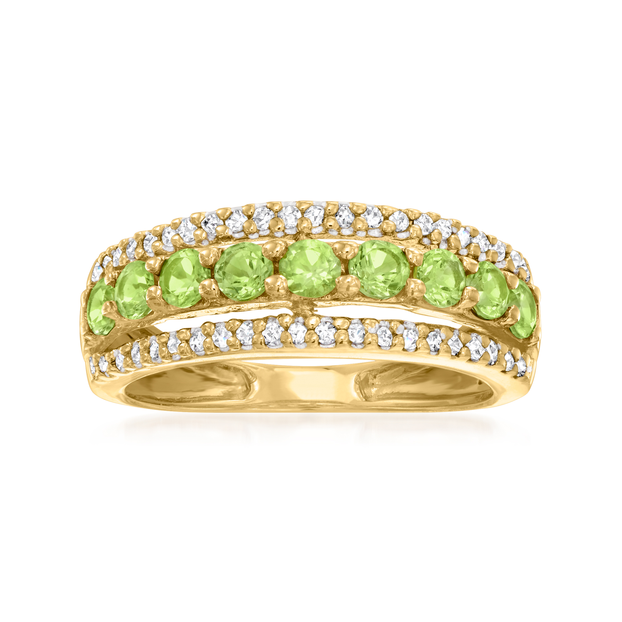 C. 1990 Vintage .55 ct. t.w. Peridot and .20 ct. t.w. Diamond Three-Row ...