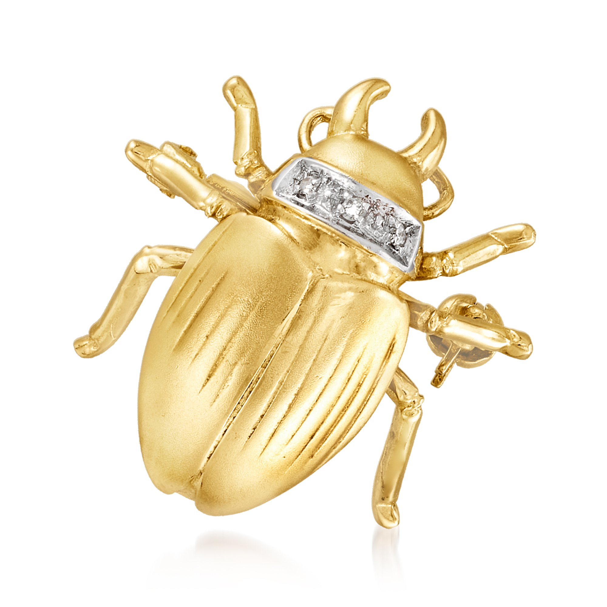 C. 1980 Vintage 14kt Yellow Gold Beetle Pin with Diamond Accents | Ross ...