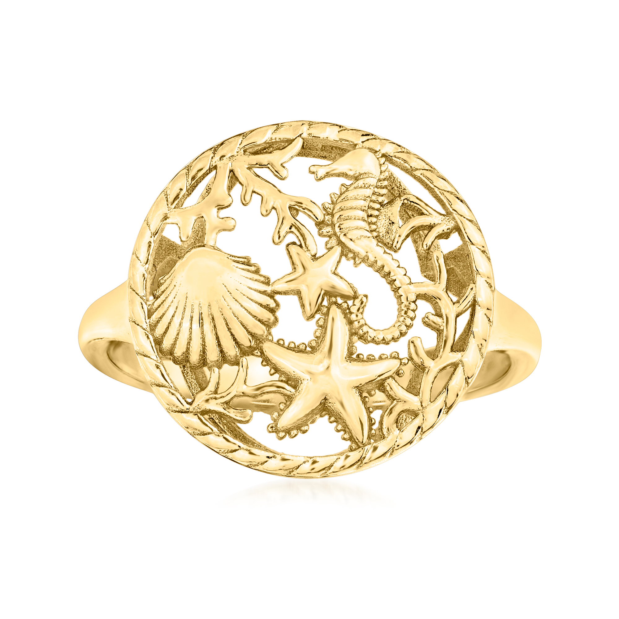 18kt Gold Over Sterling Silver Sea Life Ring | Ross-Simons
