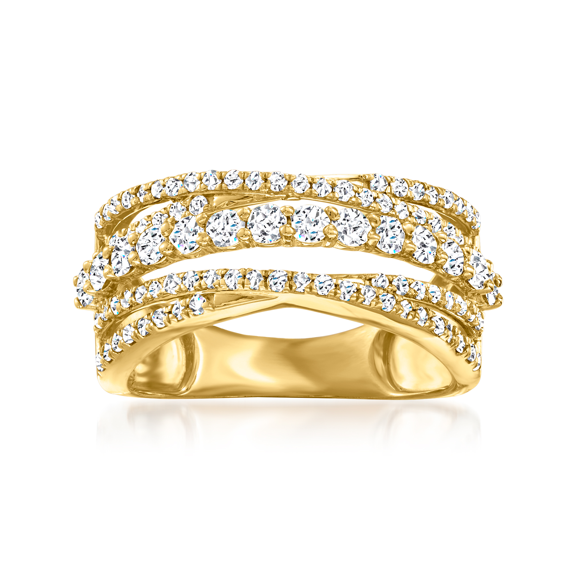 1.00 ct. t.w. Diamond Highway Ring in 14kt Yellow Gold | Ross-Simons