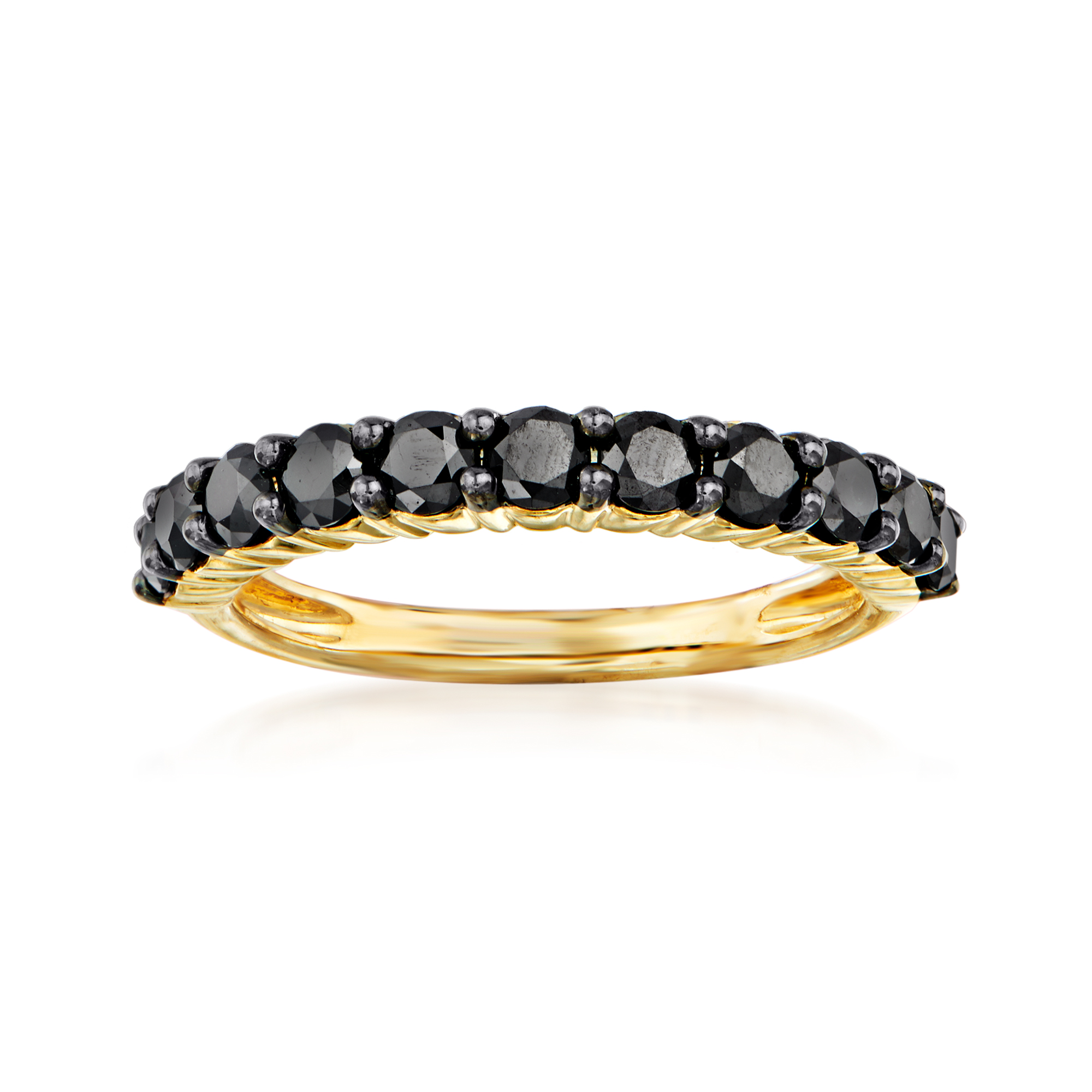 1.00 ct. t.w. Black Diamond Ring in 14kt Yellow Gold | Ross-Simons