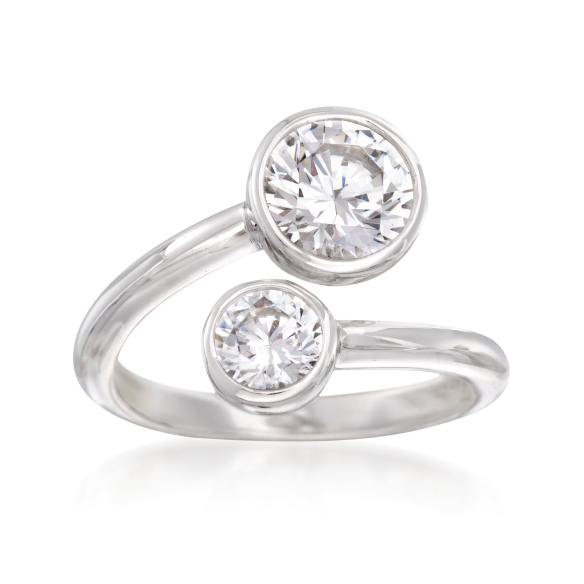 2.00 ct. t.w. Bezel-Set CZ Bypass Ring in Sterling Silver | Ross-Simons