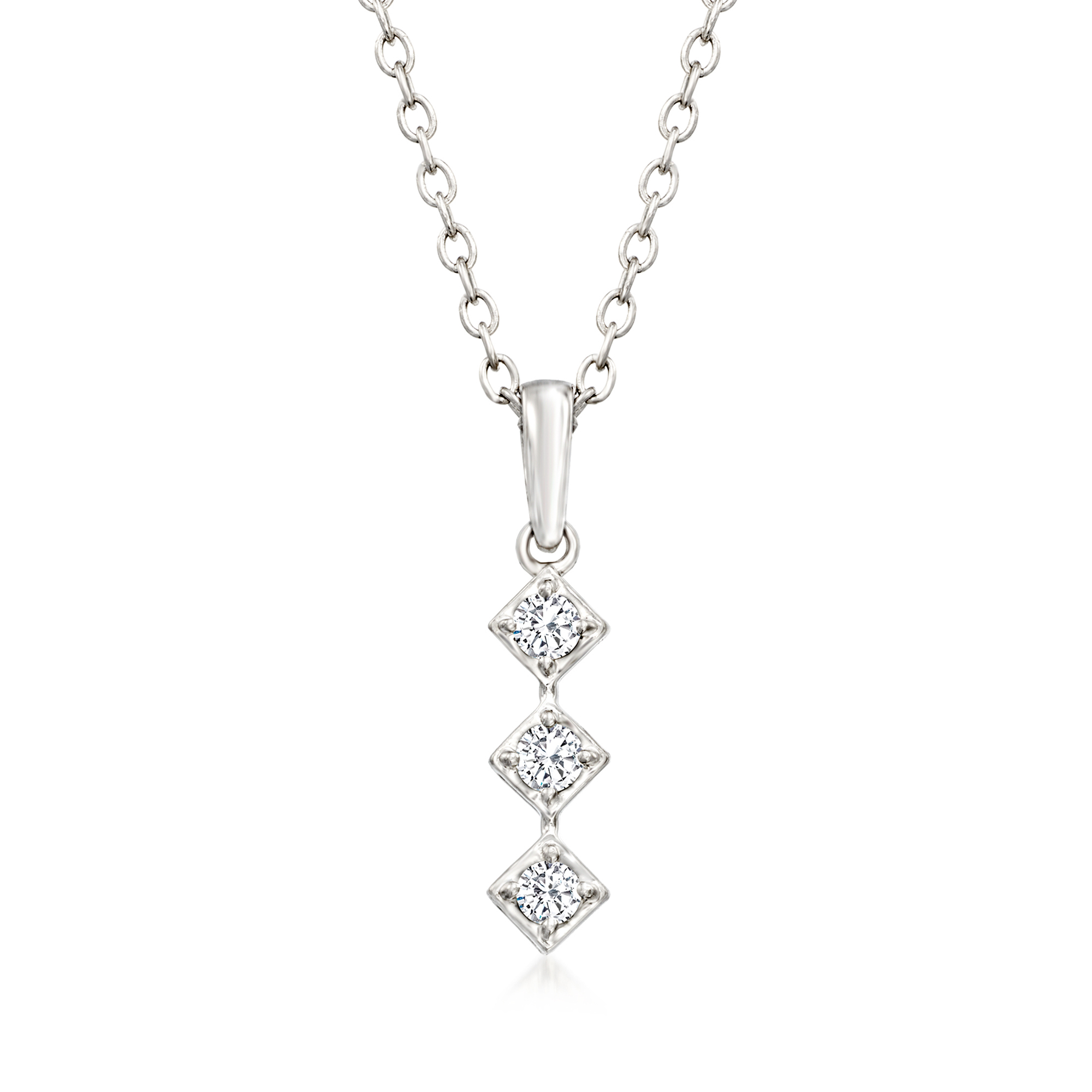 .15 ct. t.w. Diamond Linear Pendant Necklace in Sterling Silver | Ross ...