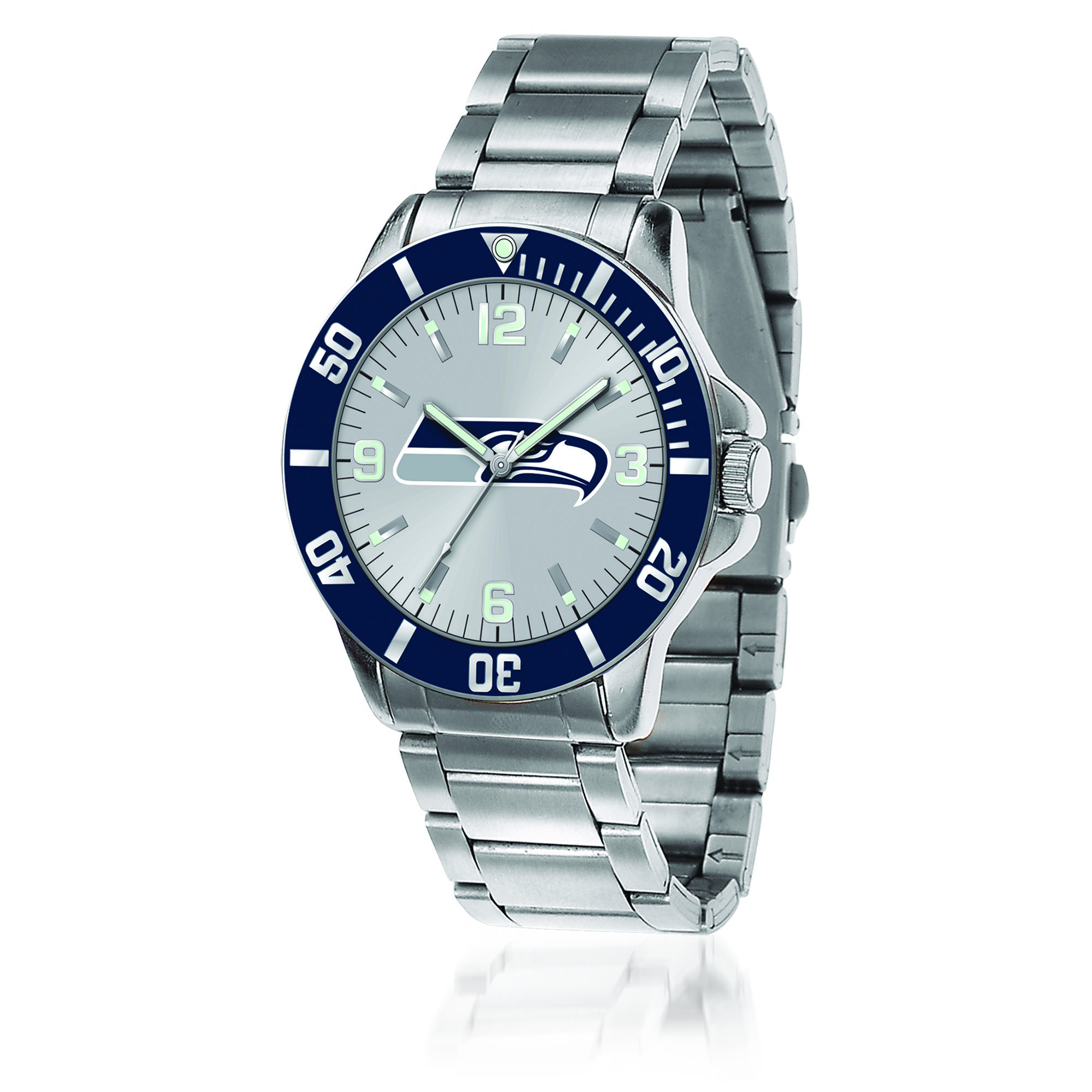 Men's 46mm NFL Seattle Seahawks Stainless Steel Key Watch | Ross-Simons