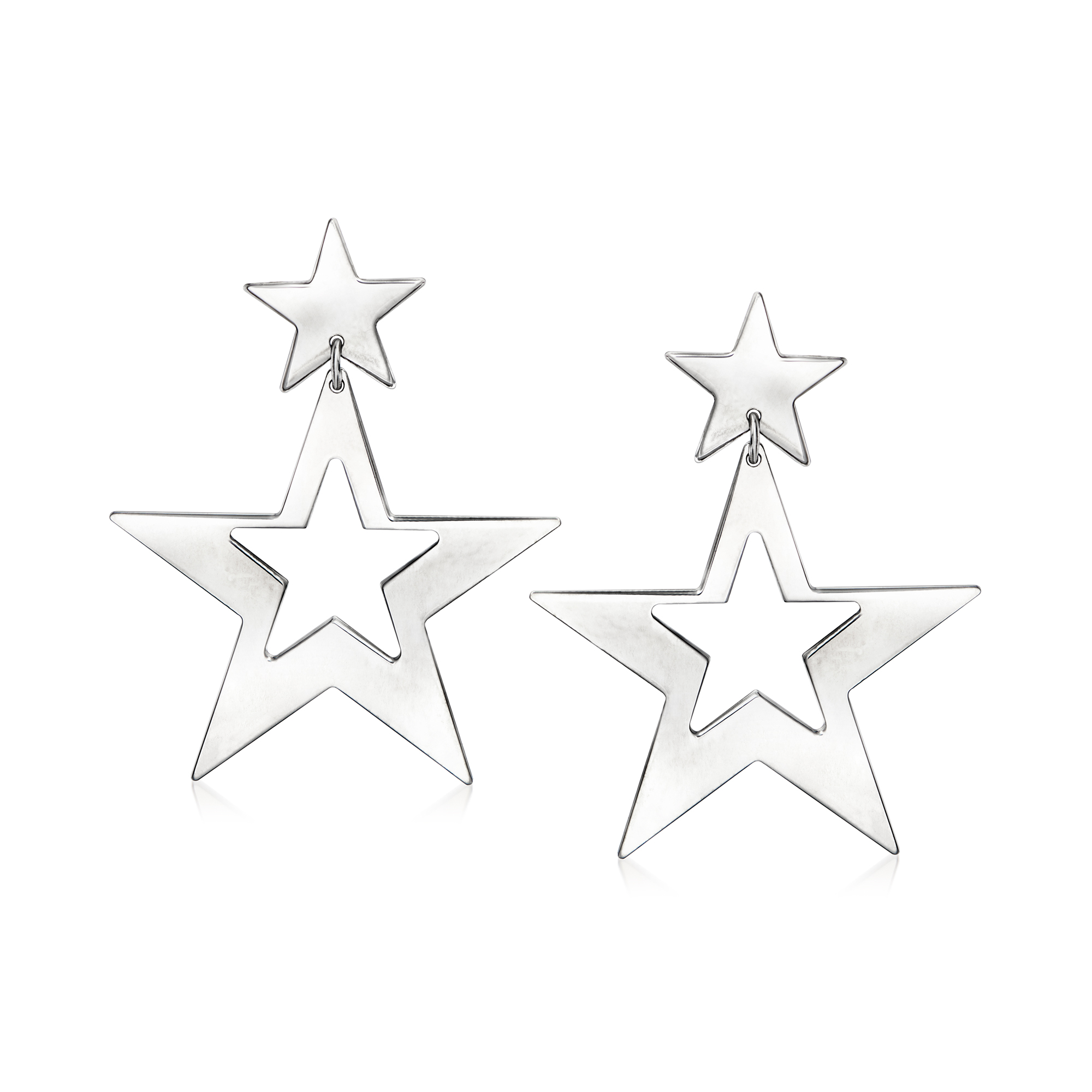 Italian Sterling Silver Double-Star Drop Earrings | Ross-Simons