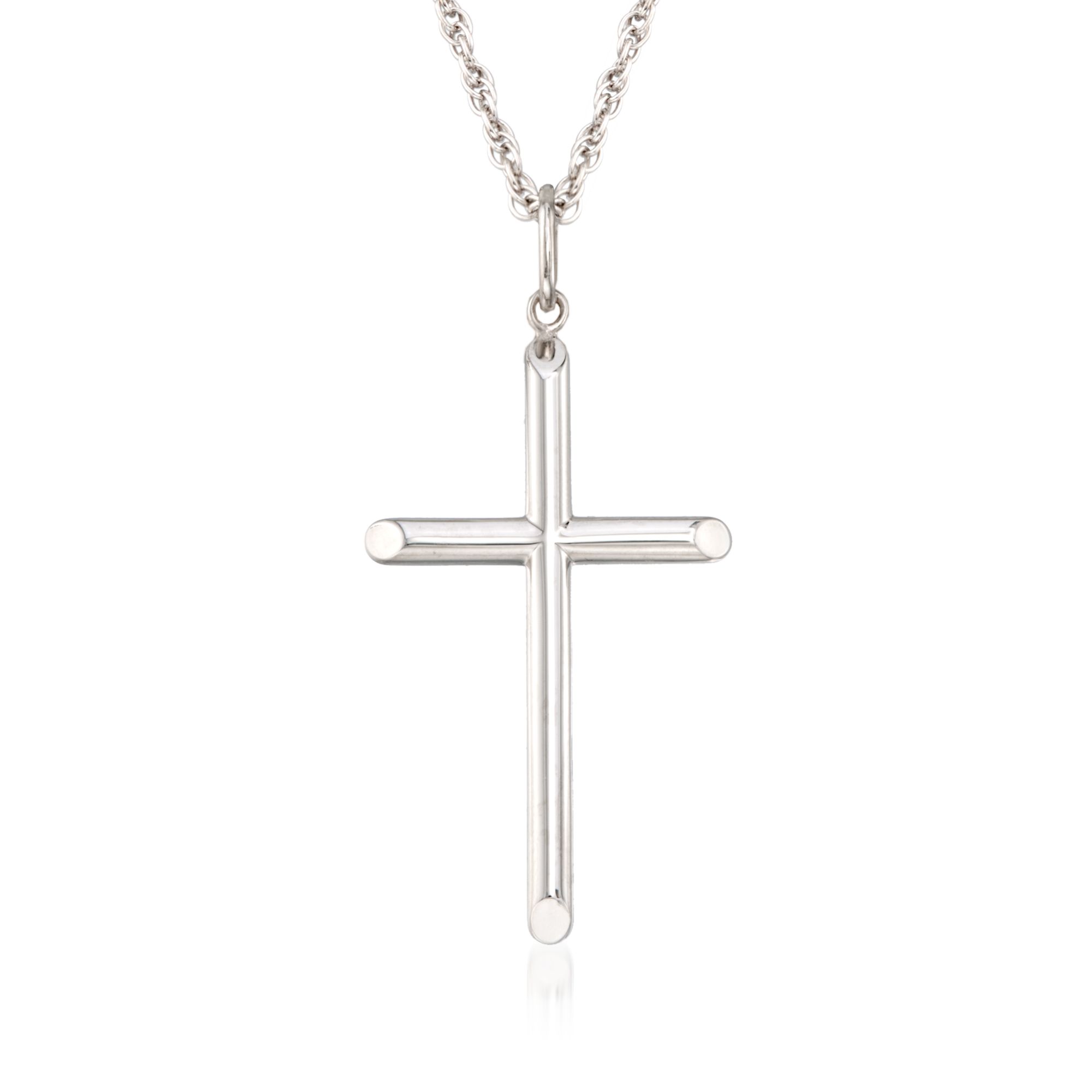 Men's Sterling Silver Tubular Cross Pendant Necklace | Ross-Simons