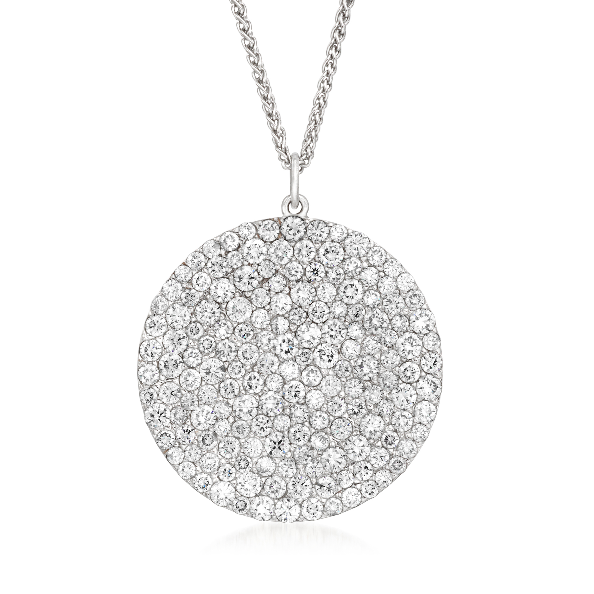 C. 1990 Vintage 5.50 ct. t.w. Pave Diamond Disc Pendant Necklace in ...