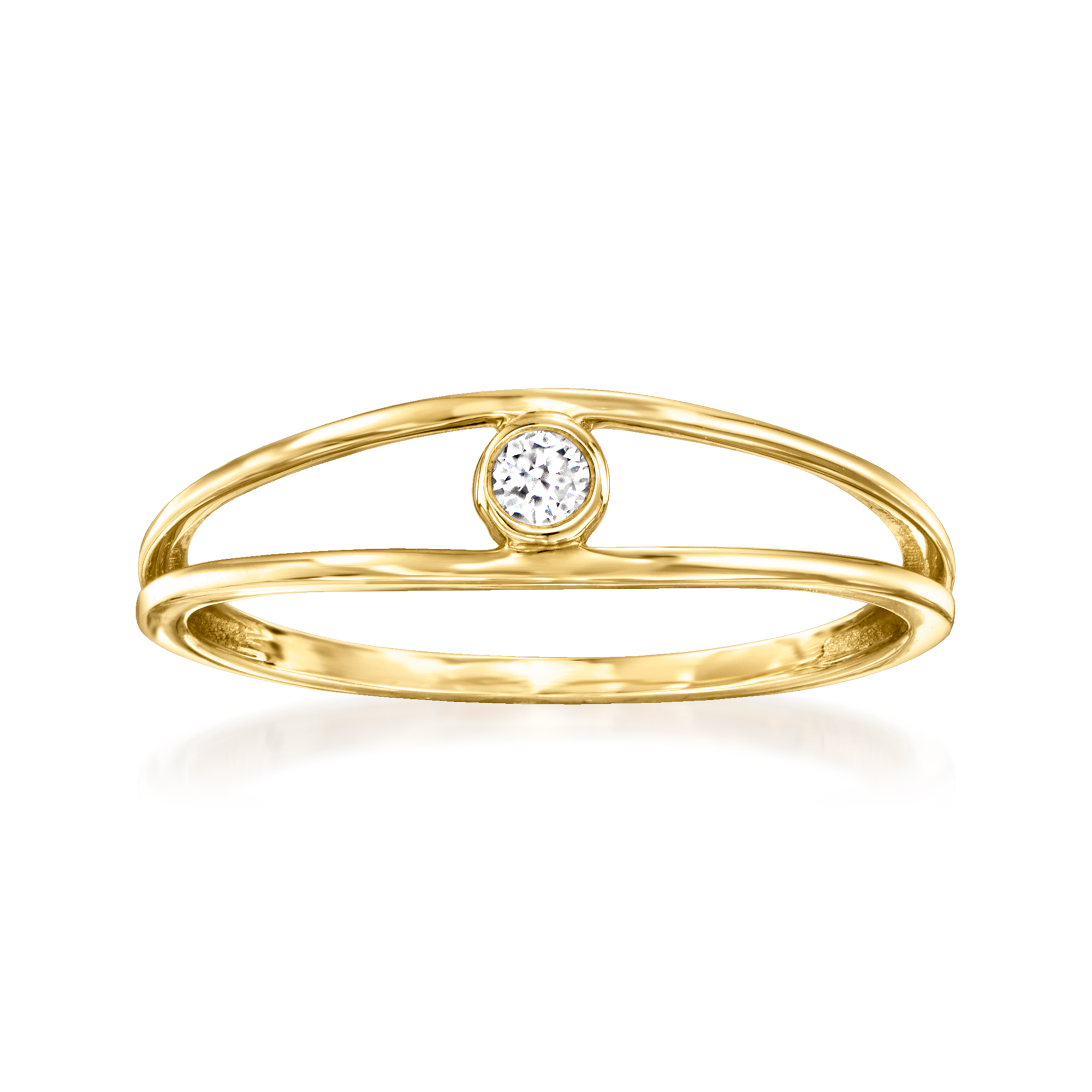 Diamond-Accented Open-Space Ring in 14kt Yellow Gold | Ross-Simons