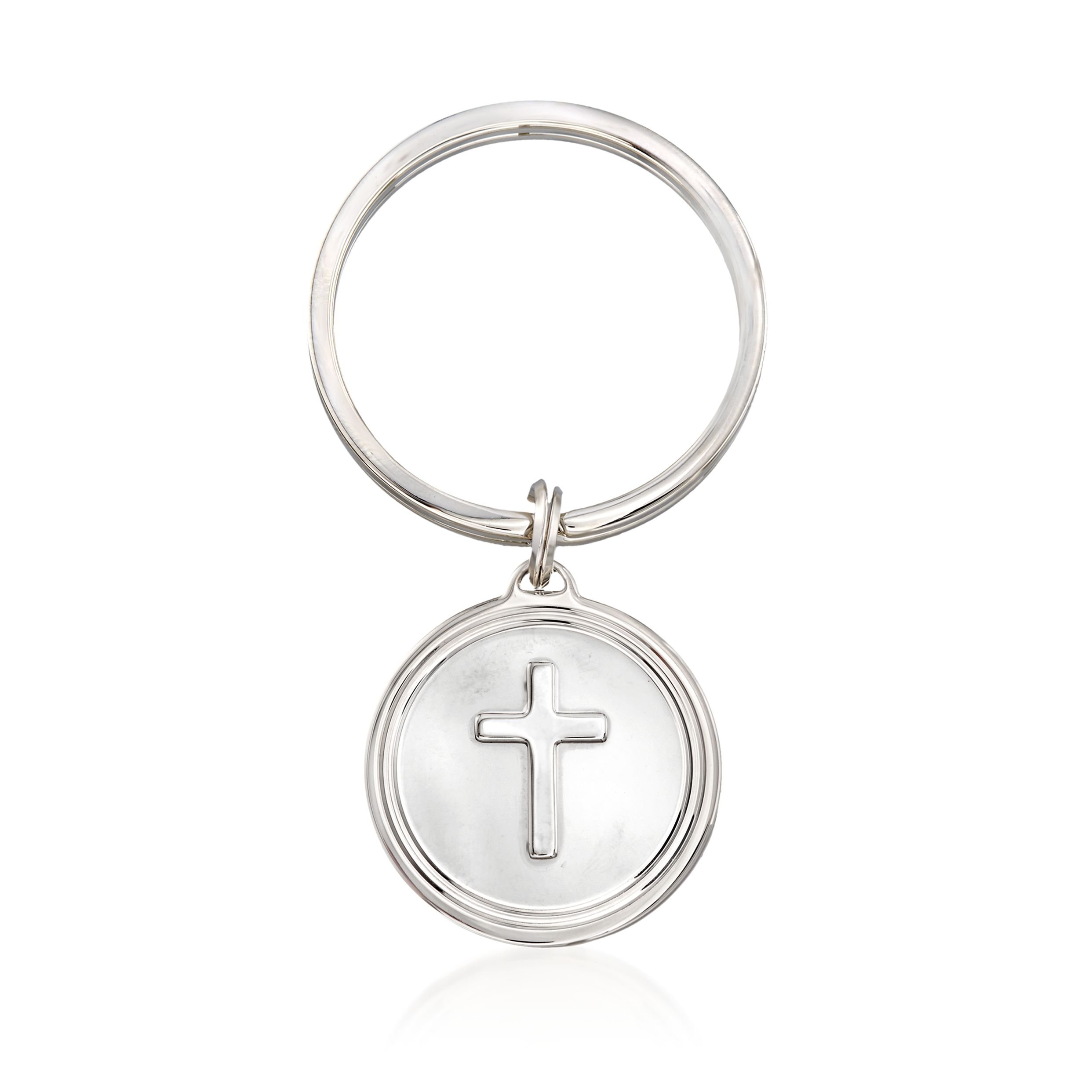 Sterling Silver Round Cross Keychain | Ross-Simons