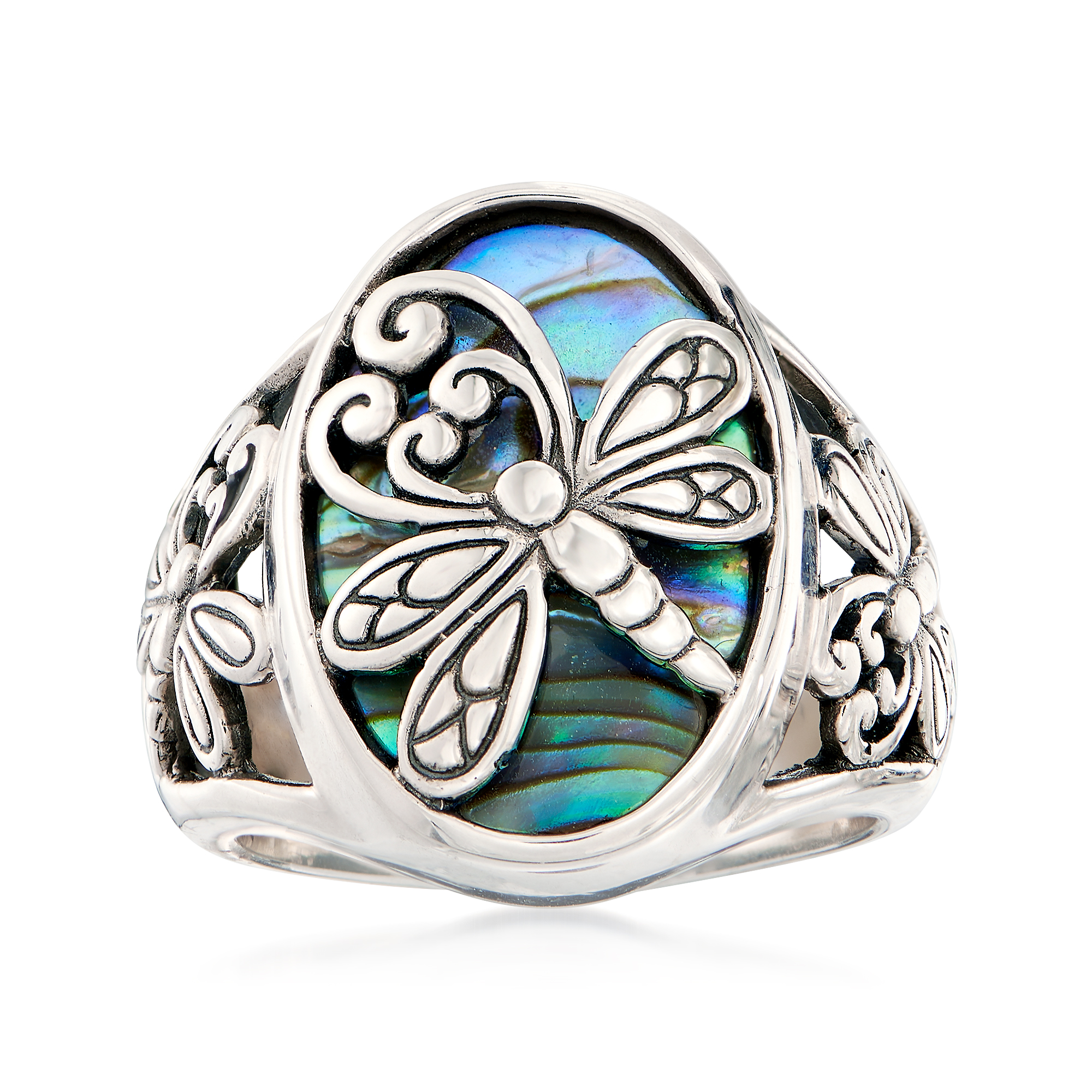 Abalone Shell and Sterling Silver Dragonfly Ring | Ross-Simons
