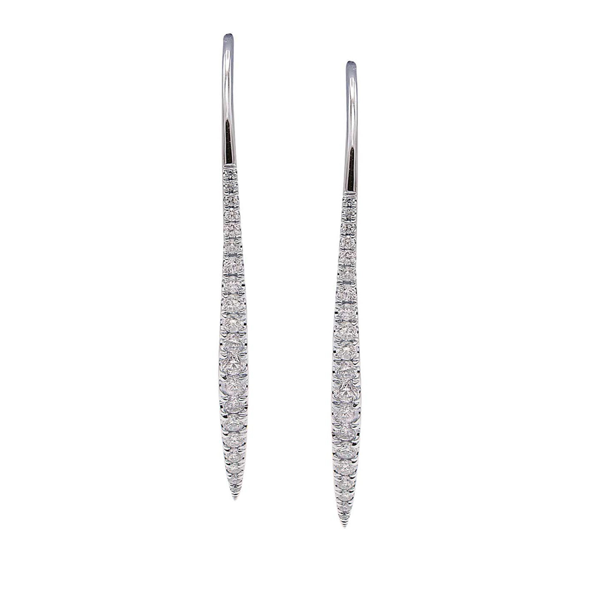 .58 ct. t.w. Diamond Linear Drop Earrings in 18kt White Gold | Ross-Simons