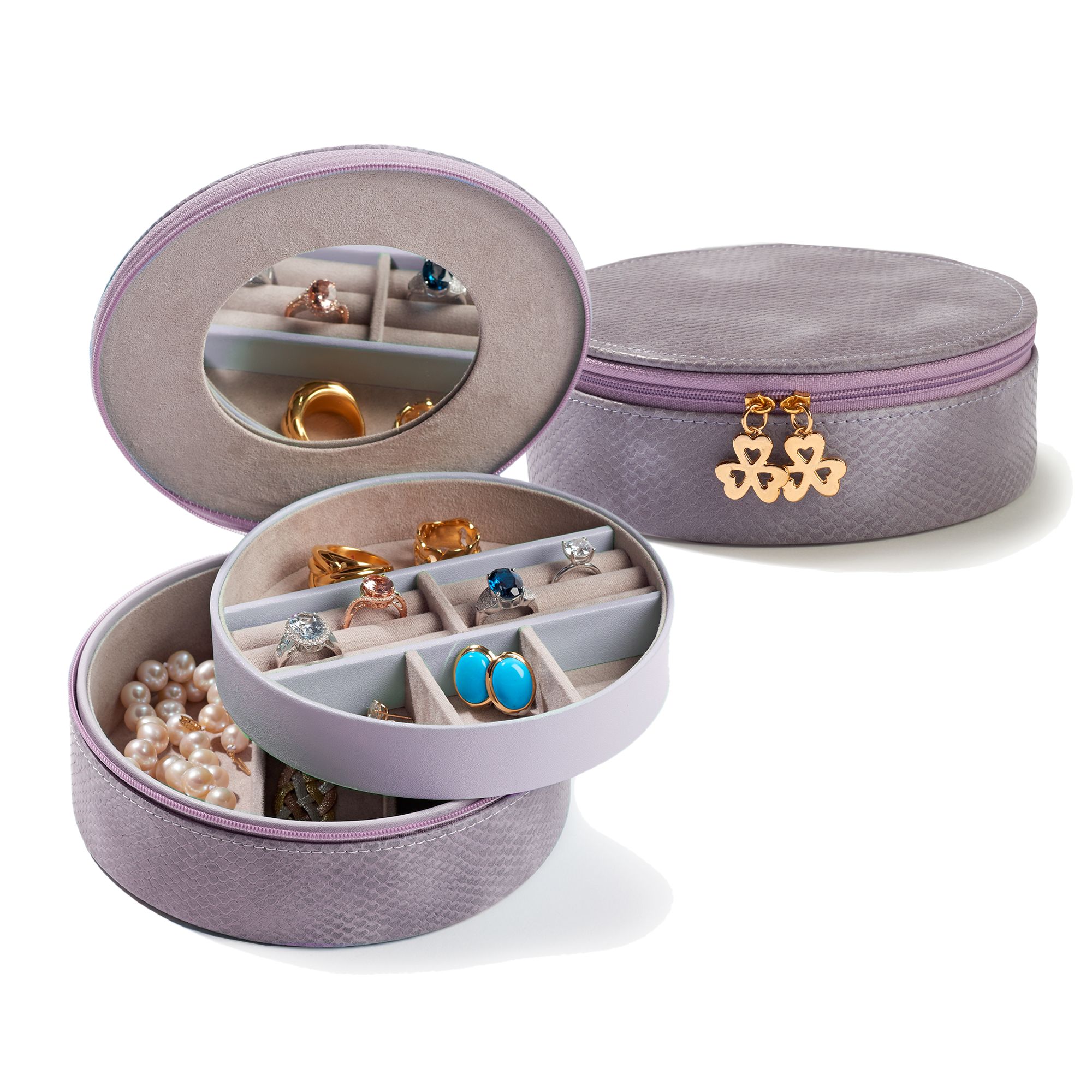 Dusty Lilac Vegan Snakeskin Perfect Travel Jewelry Disc | Ross-Simons