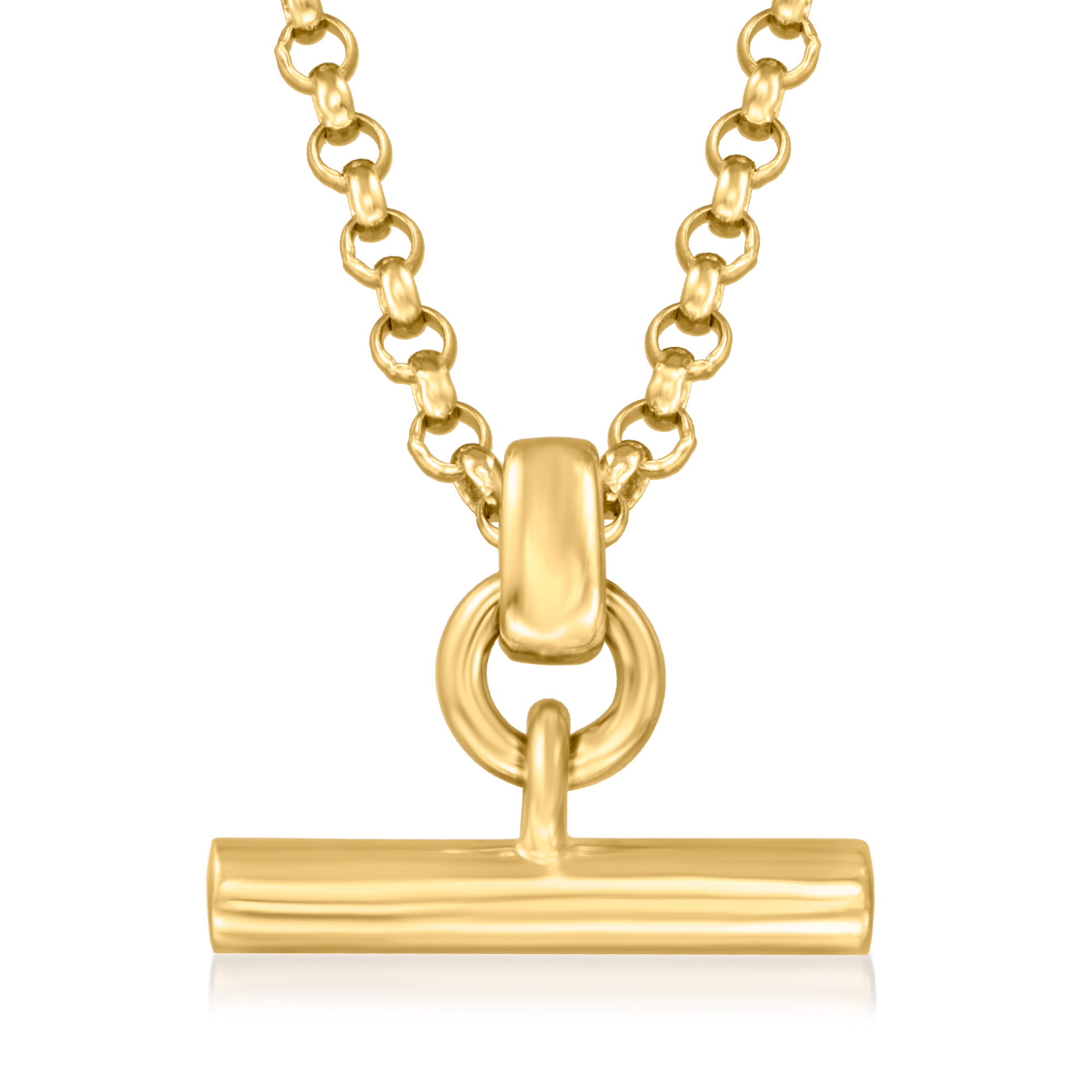 Italian 18kt Gold Over Sterling T-Bar Rolo-Link Necklace | Ross-Simons