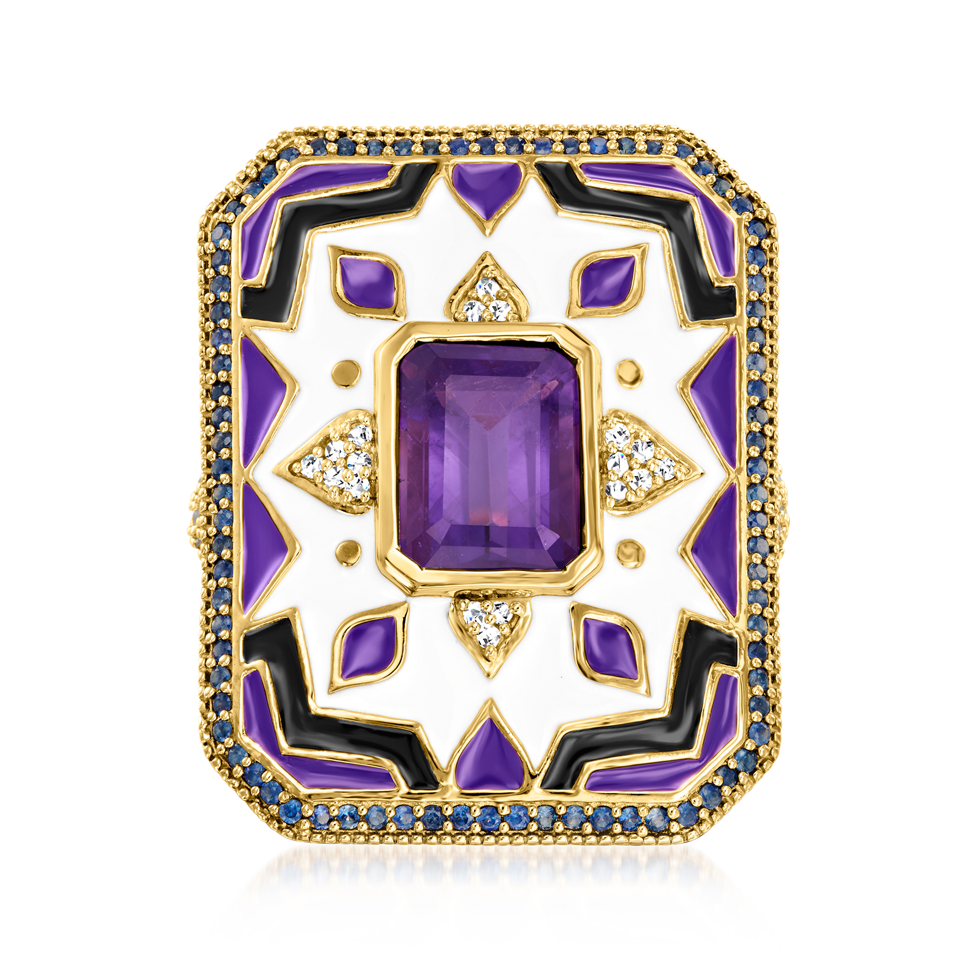 2.40 Carat Amethyst and .60 ct. t.w. Multi-Gemstone Ring with ...