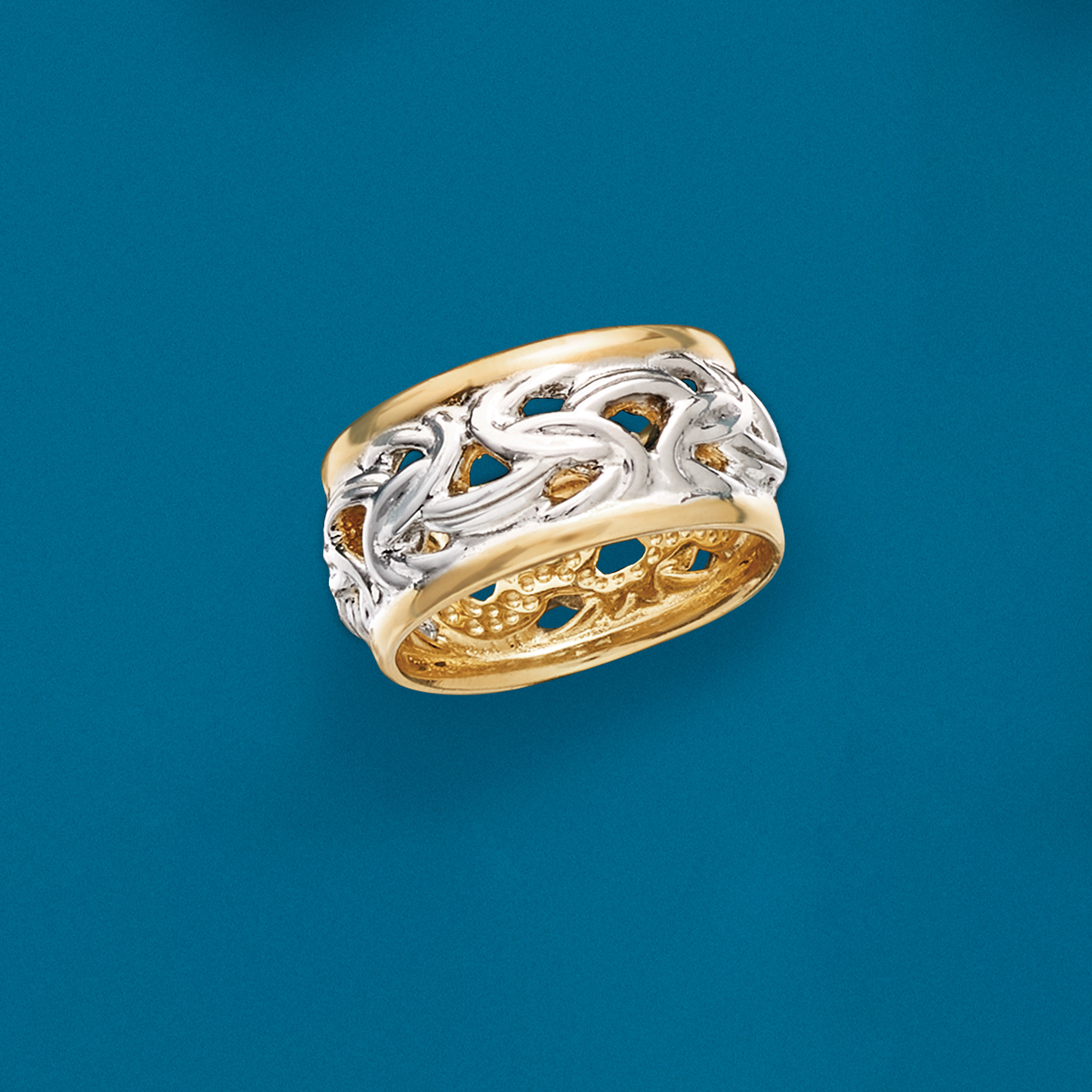 Italian Two-Tone Sterling Silver Byzantine Ring Italian Two-Tone Sterling Silver Byzantine Ring