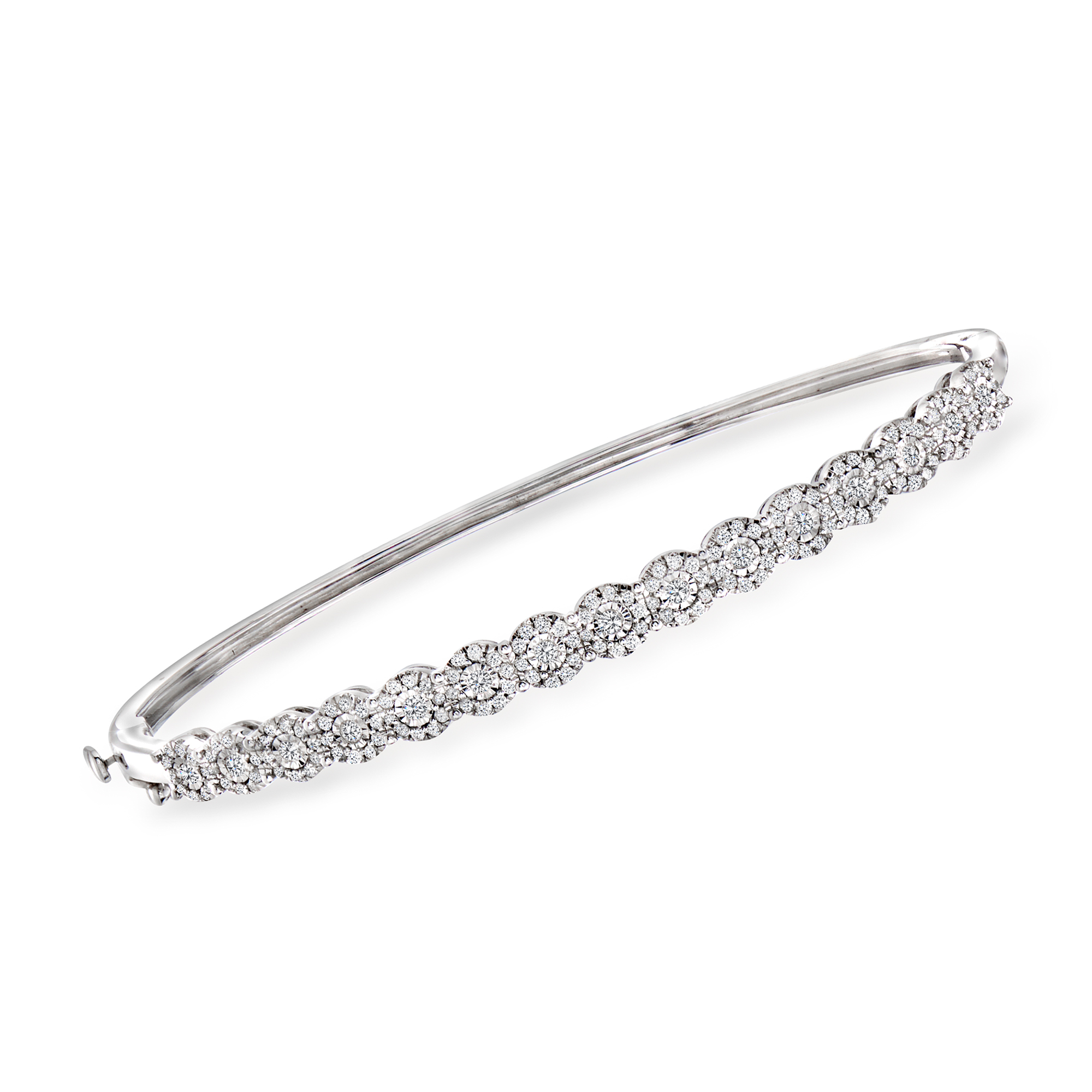 1.00 ct. t.w. Diamond Bangle Bracelet in Sterling Silver | Ross-Simons 1.00 ct. t.w. Diamond Bangle Bracelet in Sterling Silver | Ross-Simons