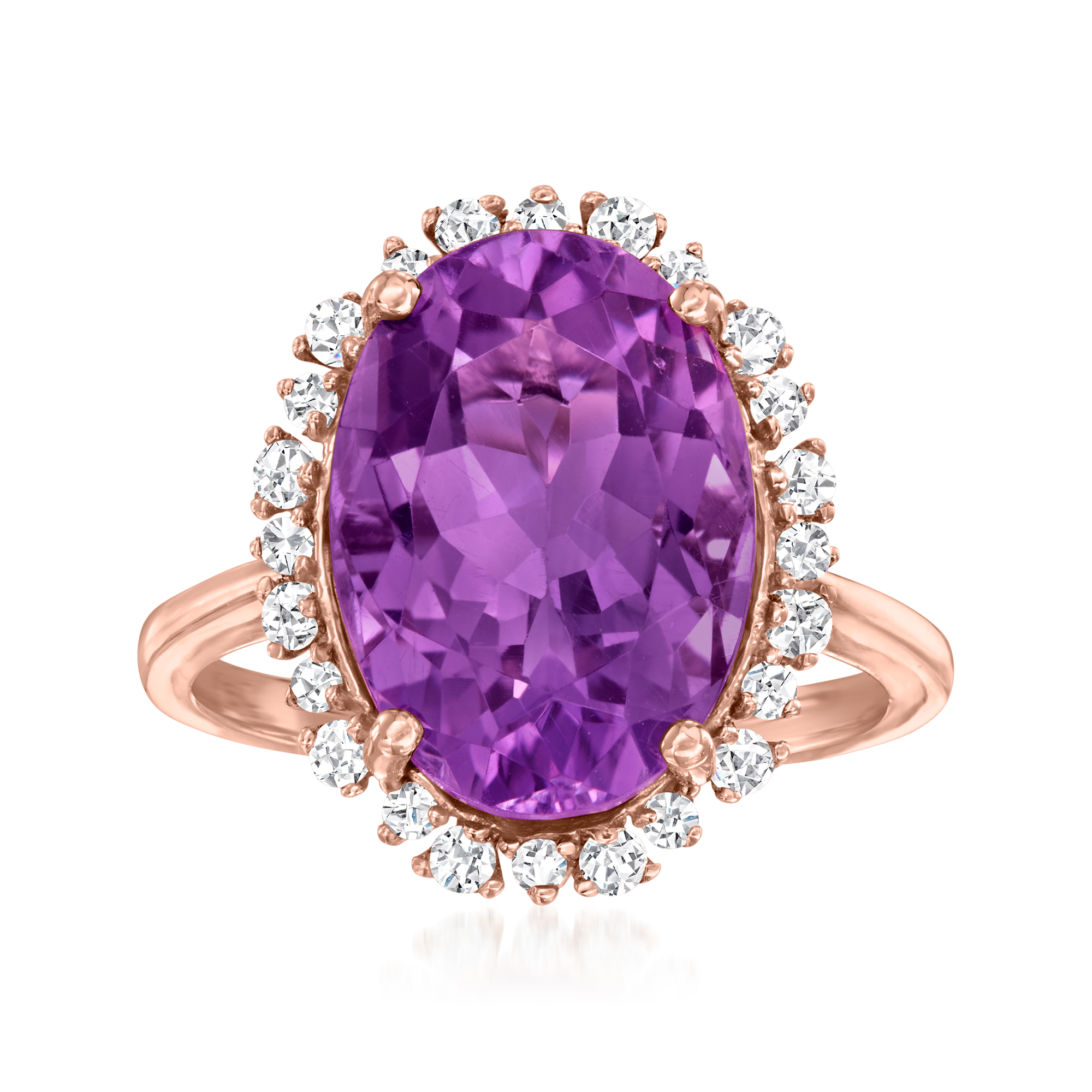 5.50 Carat Amethyst and .30 ct. t.w. Diamond Ring in 14kt Rose Gold ...