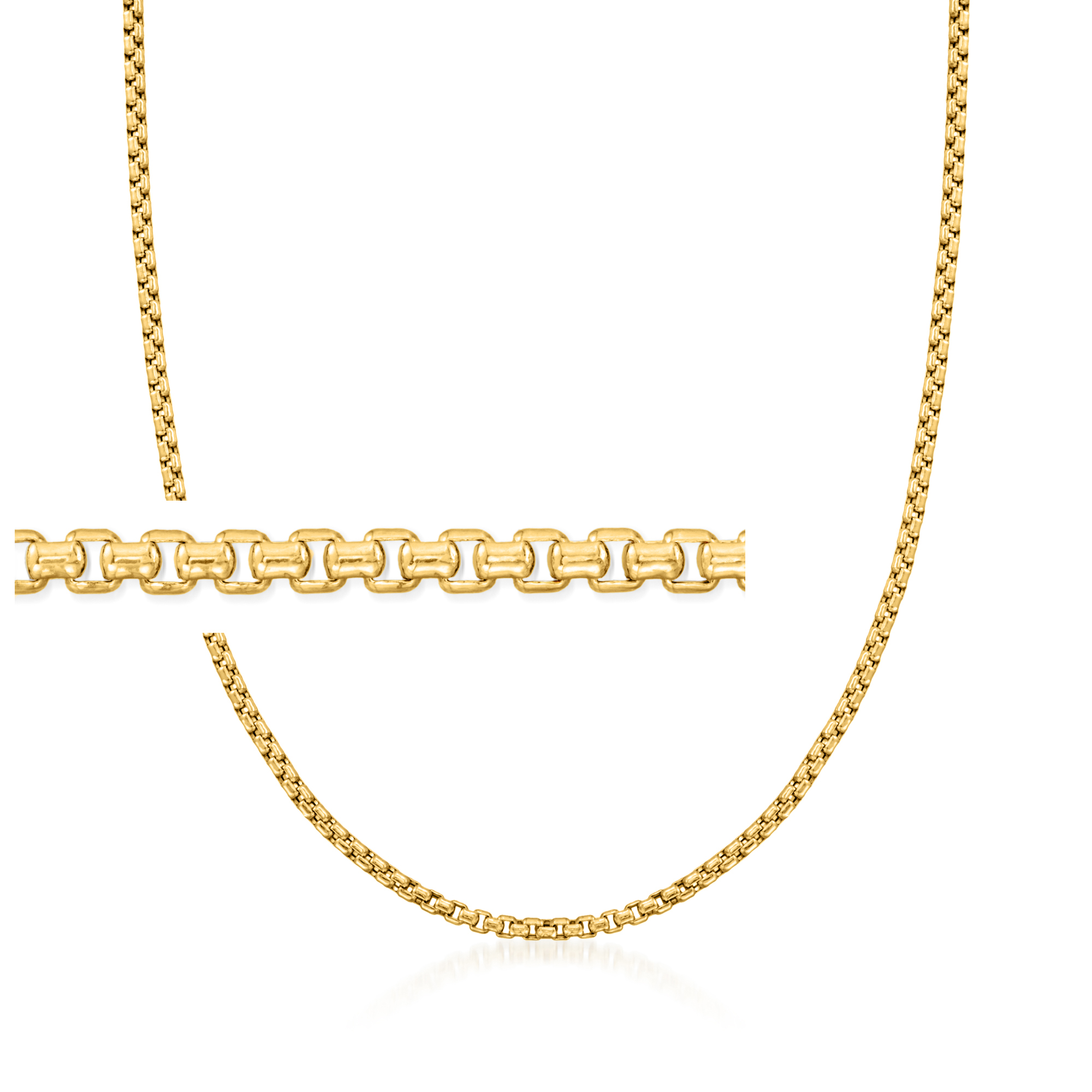 2.4mm 14kt Yellow Gold Box-Chain Necklace 2.4mm 14kt Yellow Gold Box-Chain Necklace