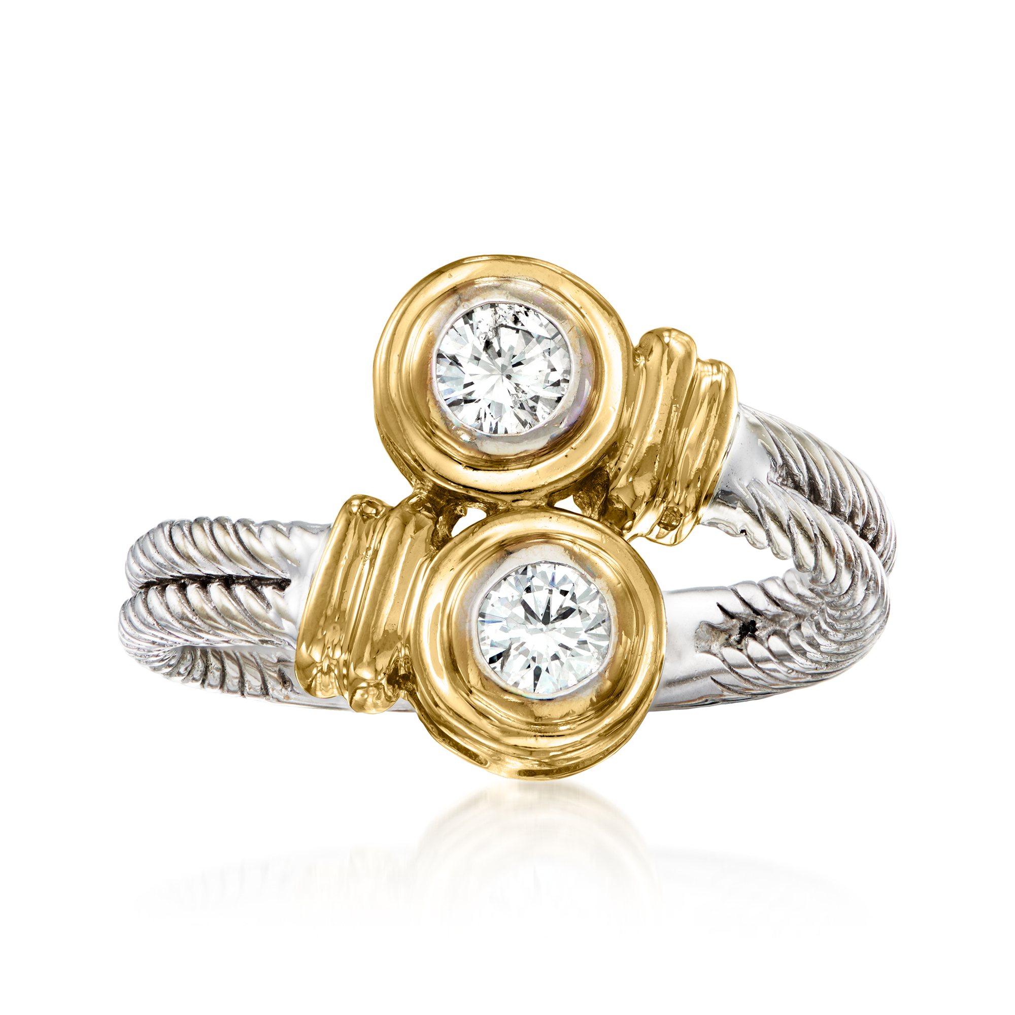 C. 1990 Vintage .40 ct. t.w. Diamond Bypass Ring in 14kt Two-Tone Gold ...