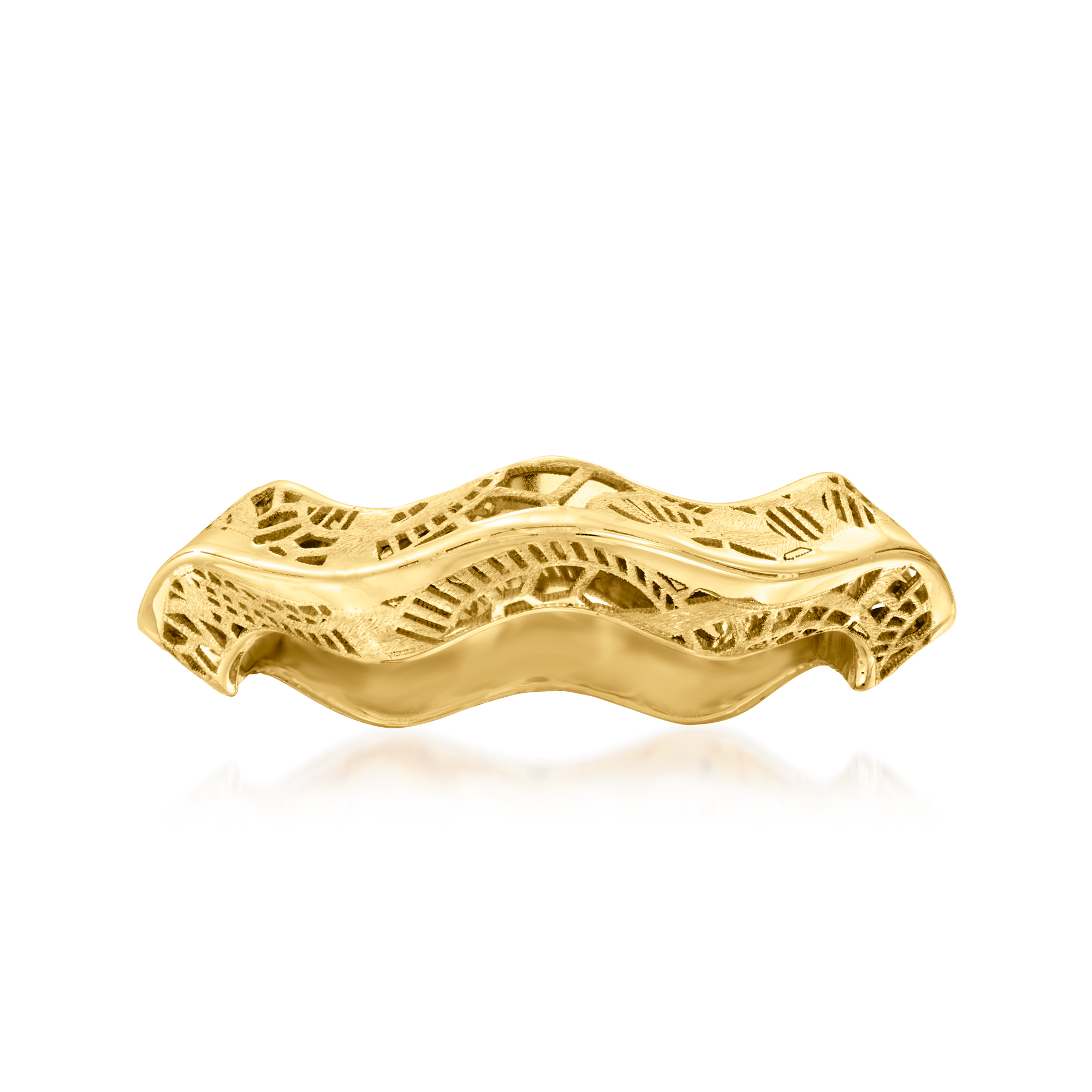Italian 14kt Yellow Gold Filigree Wave Ring | Ross-Simons