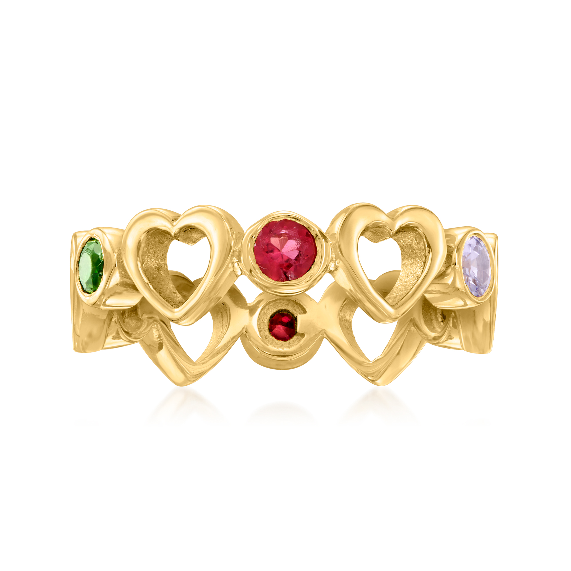 .60 ct. t.w. Multi-Gemstone Heart Ring in 18kt Gold Over Sterling ...