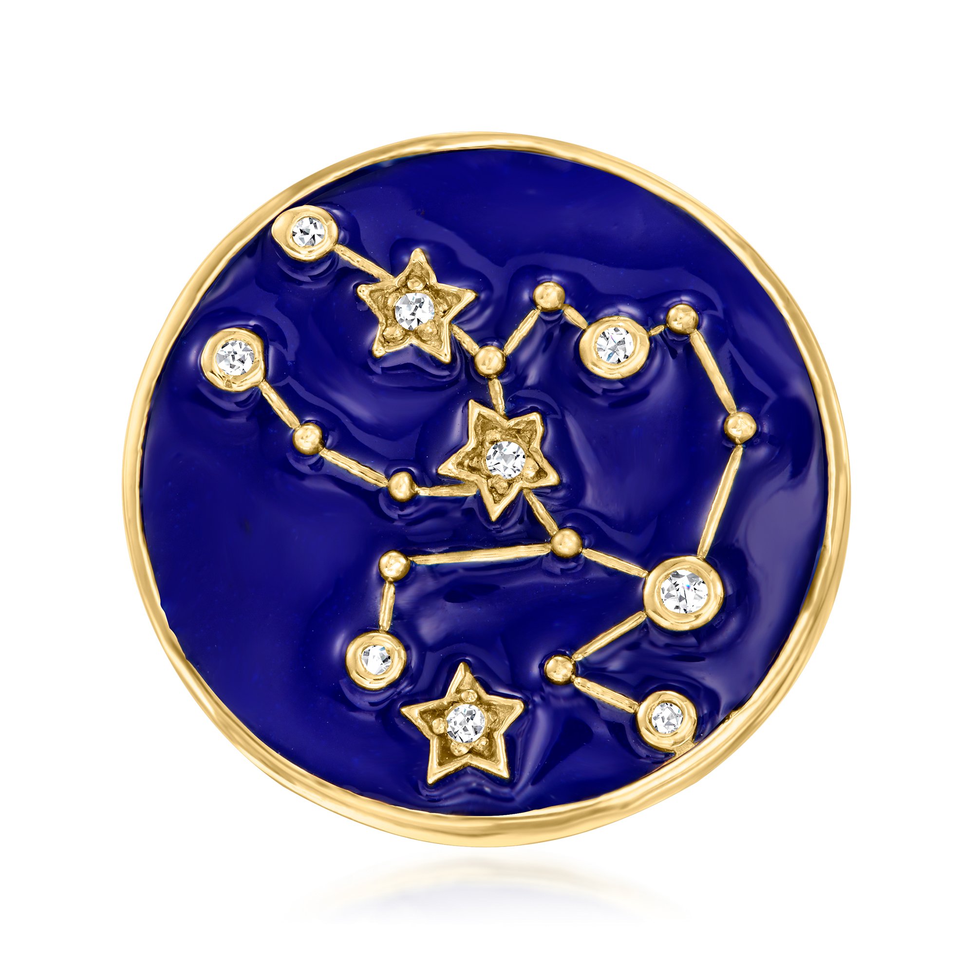 .20 ct. t.w. White Zircon and Blue Enamel Taurus Zodiac Constellation ...