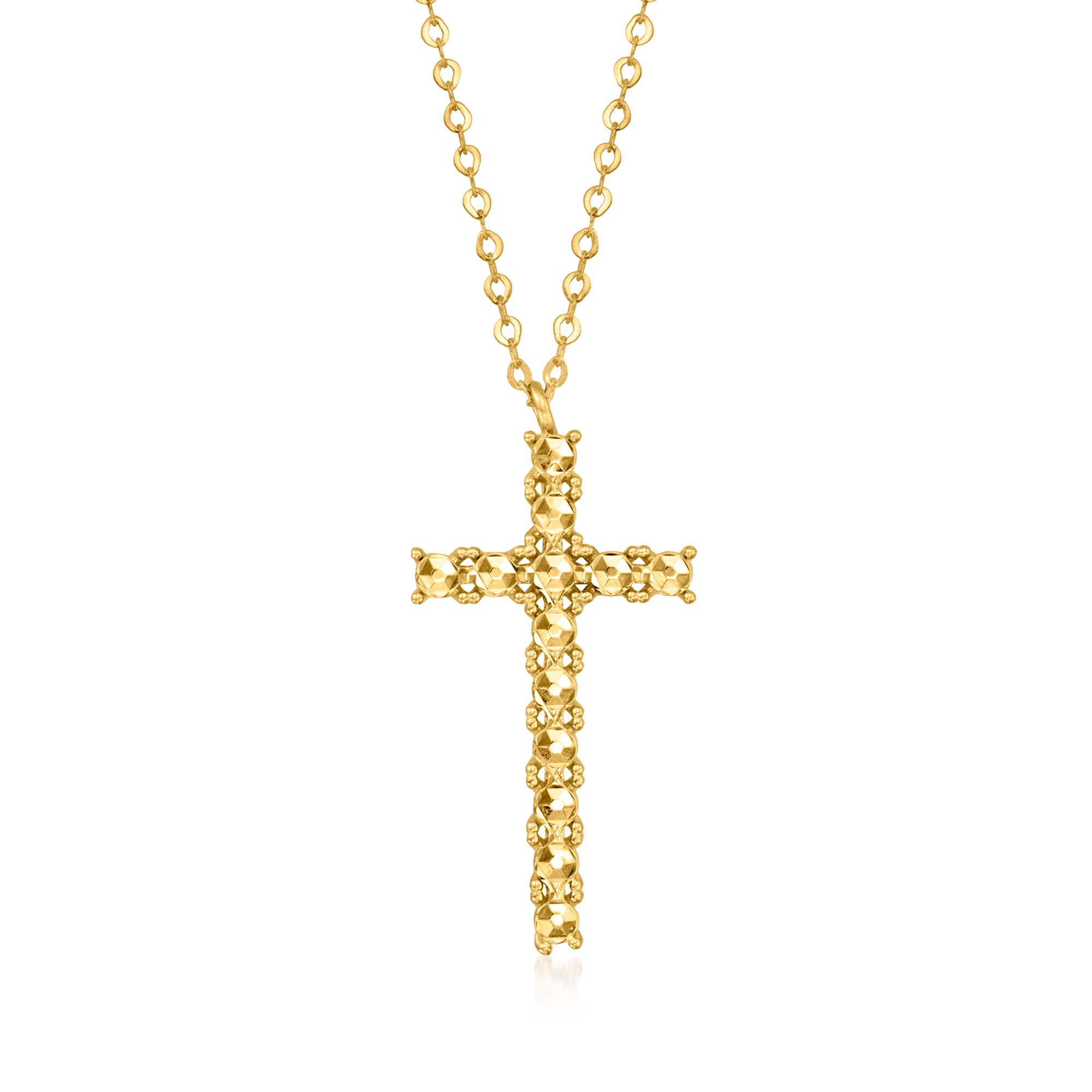 Italian 14kt Yellow Gold Cross Necklace | Ross-Simons