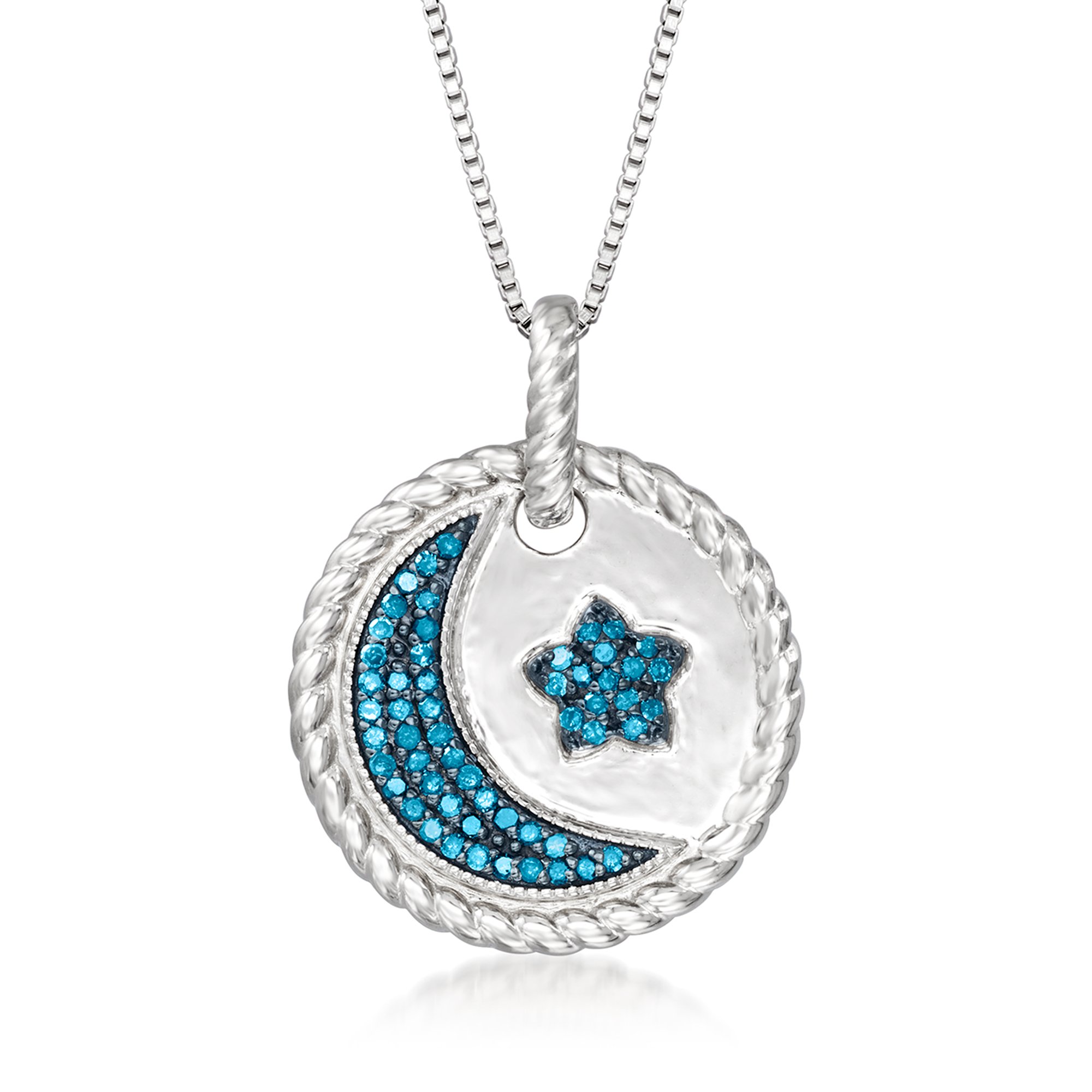 .19 ct. t.w. Blue Diamond Celestial Pendant Necklace in Sterling Silver ...