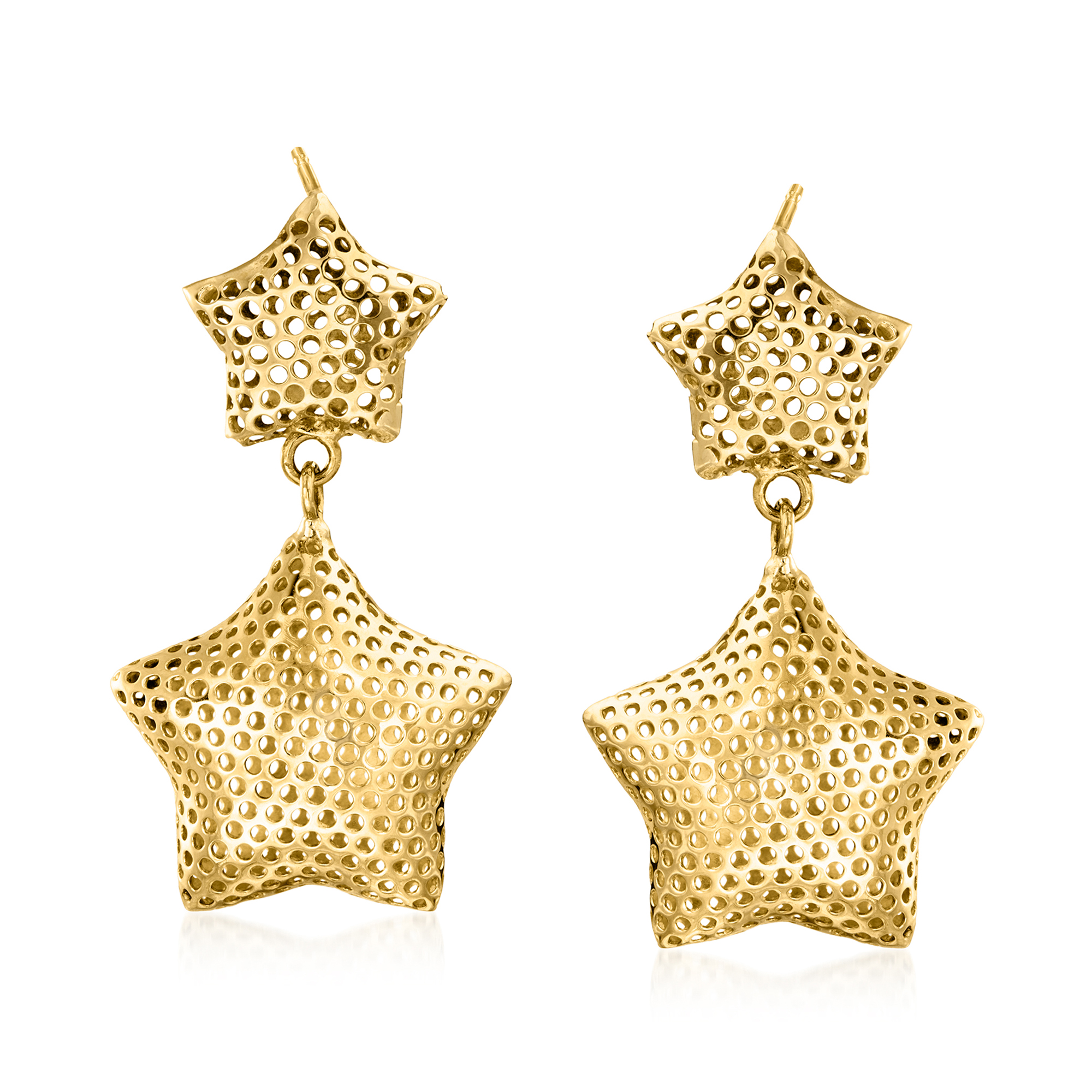 C. 1990 Vintage 14kt Yellow Gold Star Drop Earrings | Ross-Simons