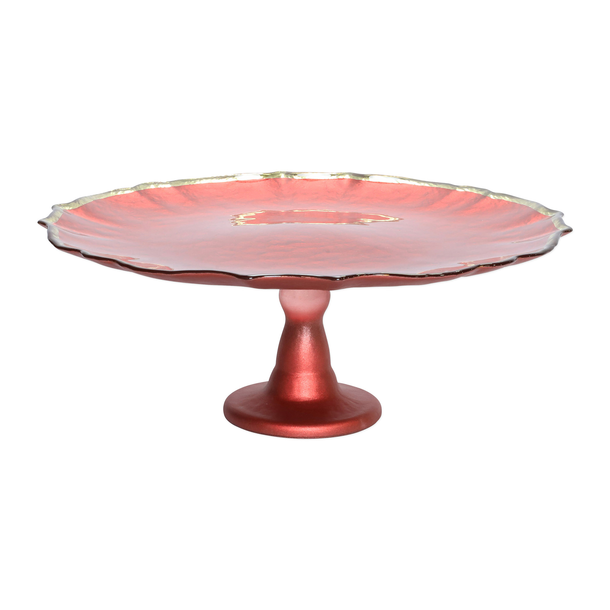 Vietri "Baroque" Red Glass Cake Stand | Ross-Simons