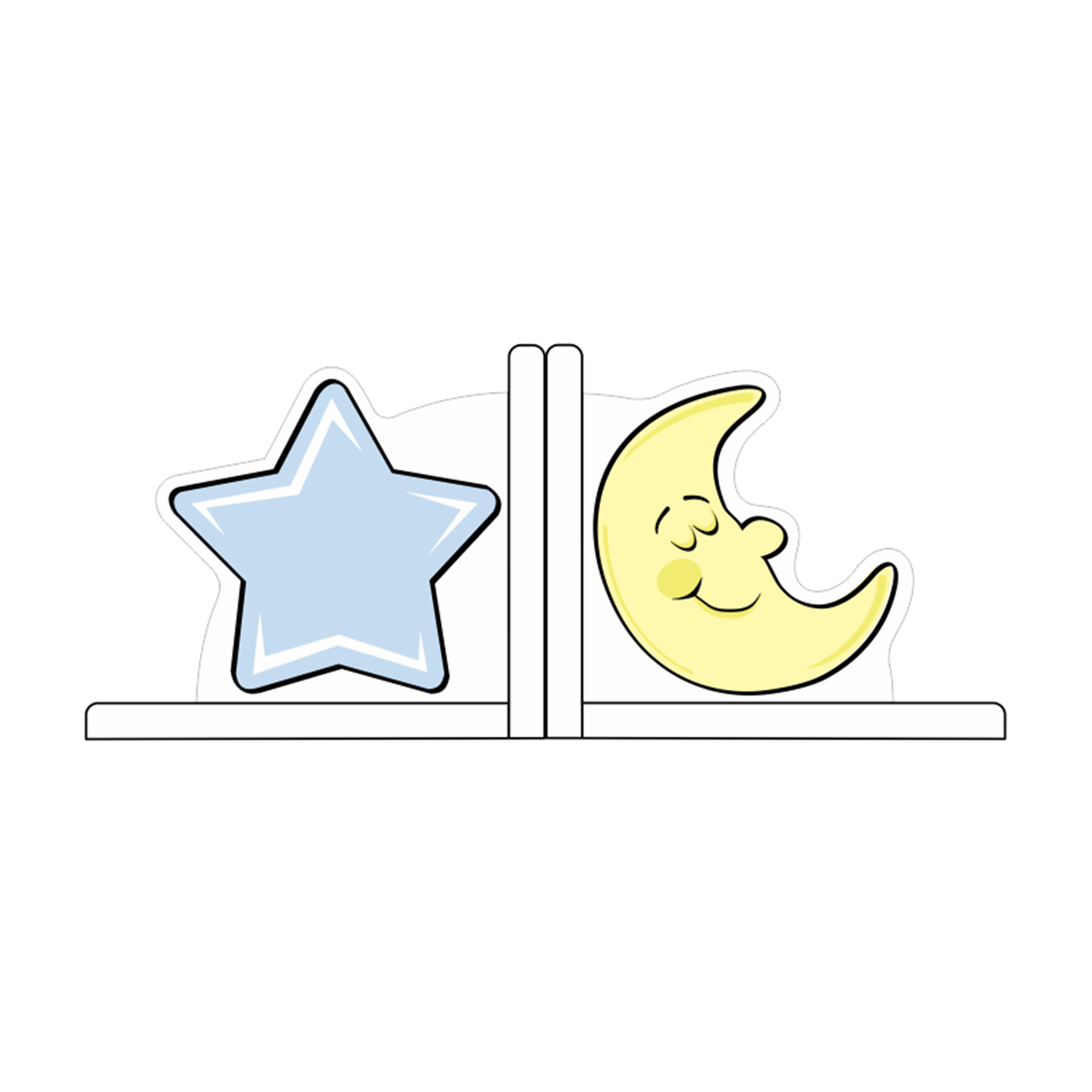 Child's Personalized White Wood Moon and Star Bookends | Ross-Simons