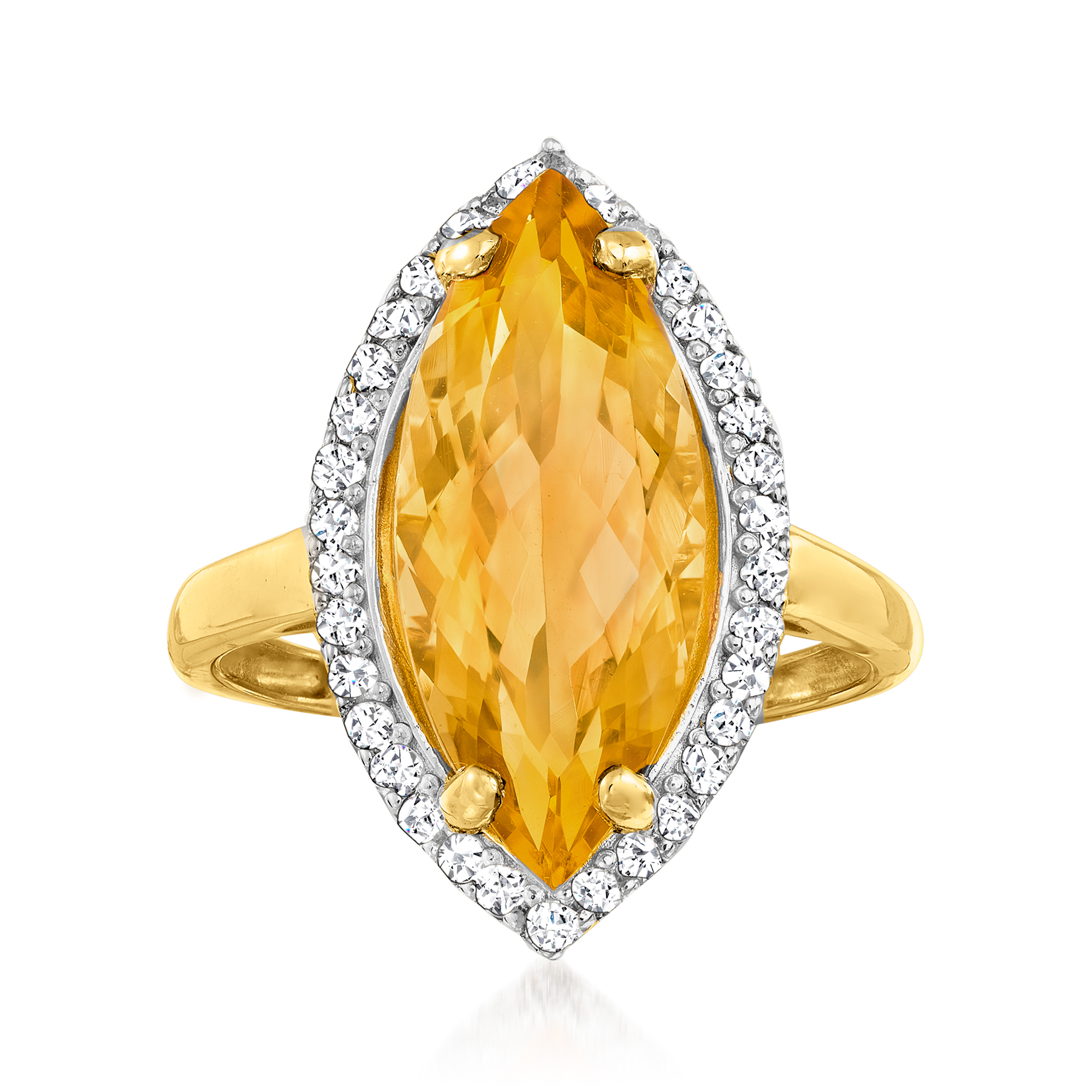 5.00 Carat Marquise Citrine and .34 ct. t.w. Diamond Ring in 14kt ...
