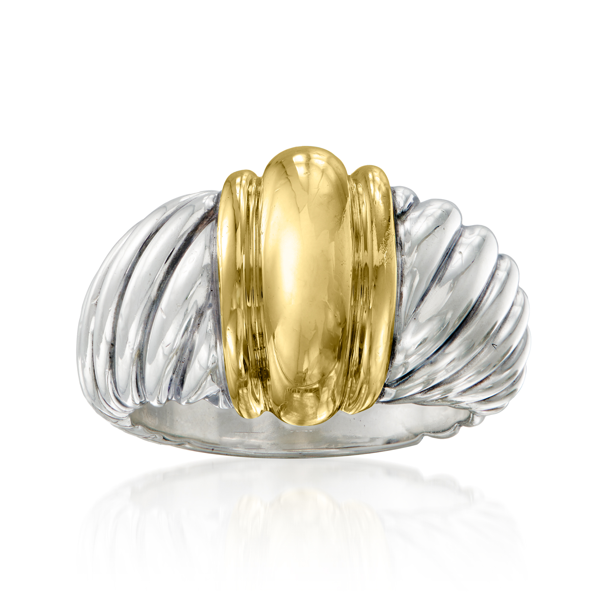 C. 1990 Vintage David Yurman Sterling Silver and 14kt Yellow Gold Dome Ring | Ross-Simons