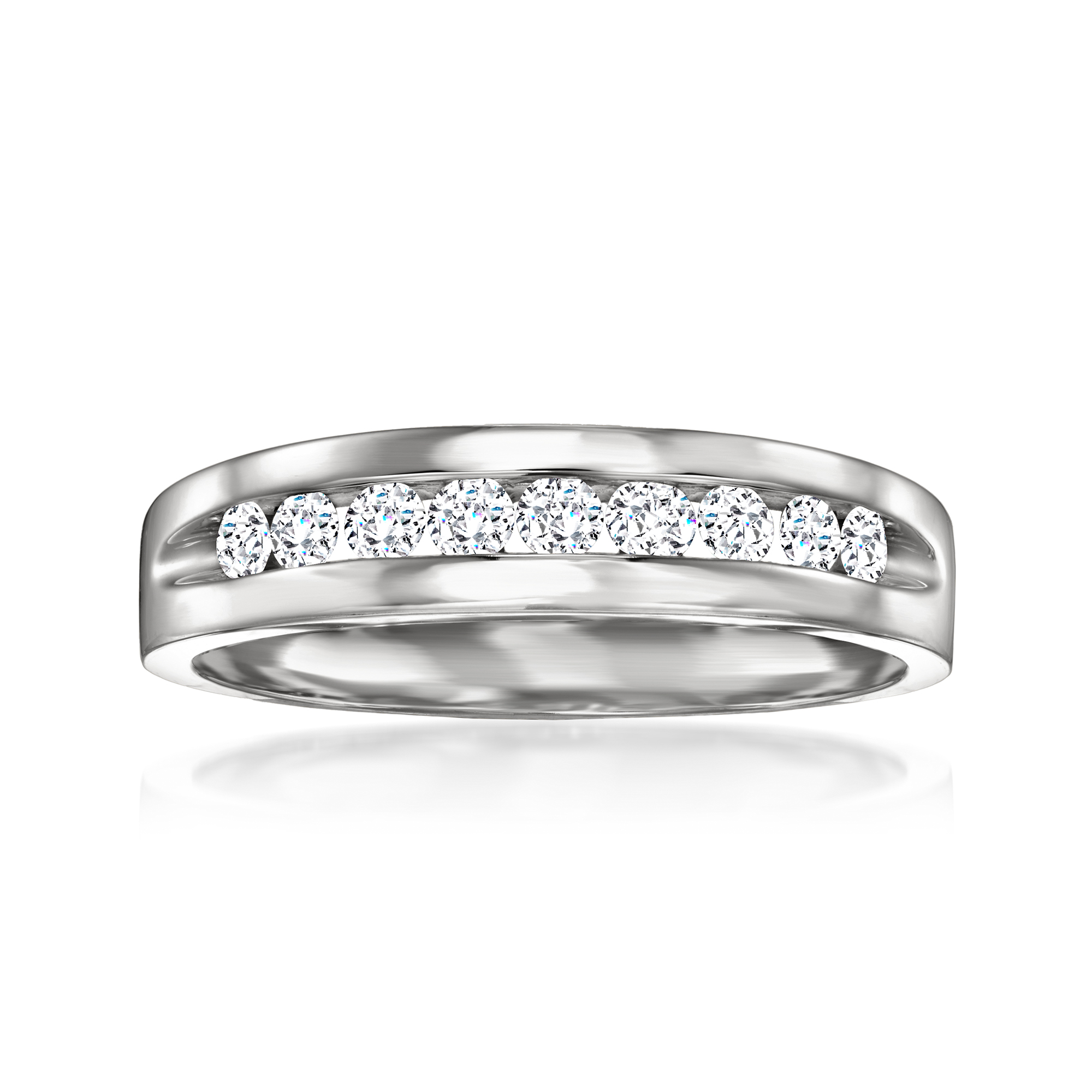 Men's .50 ct. t.w. Channel-Set Diamond Ring in 14kt White Gold | Ross ...