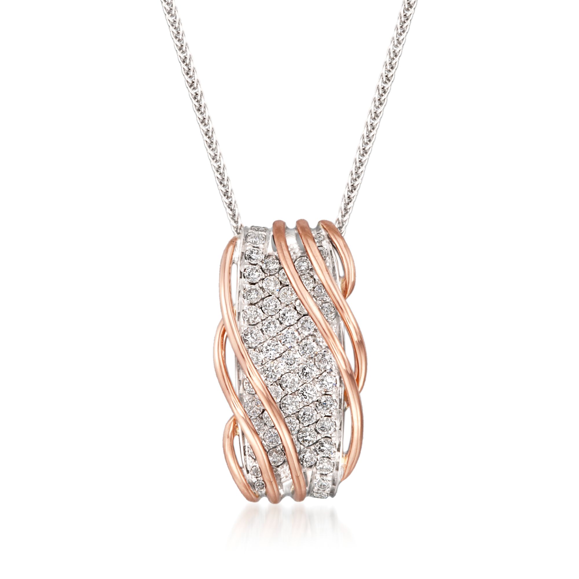 Simon G. 1.10 ct. t.w. Diamond Twist Necklace in 18kt Two-Tone Gold ...