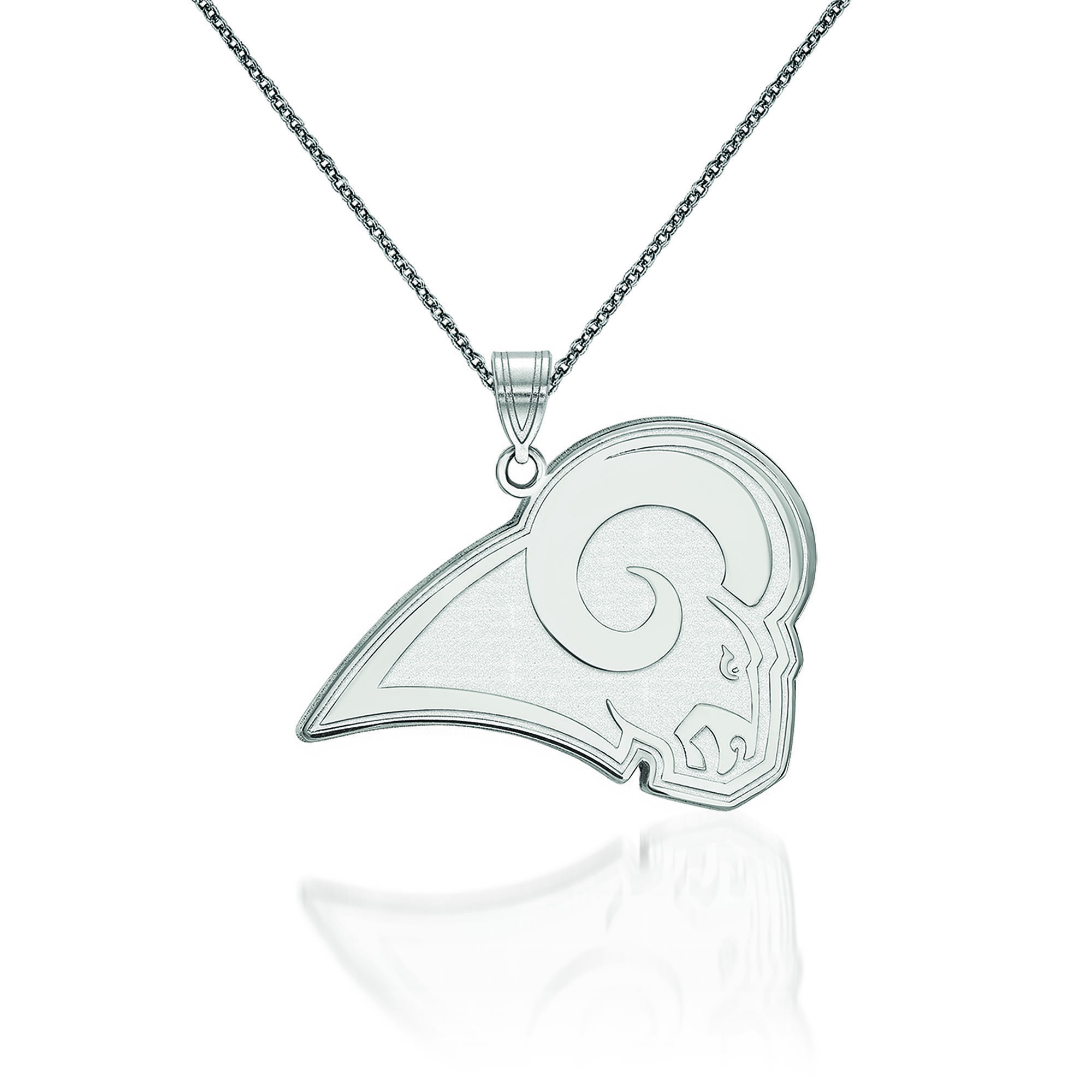 14kt White Gold NFL Los Angeles Rams Pendant Necklace. 18" | Ross-Simons