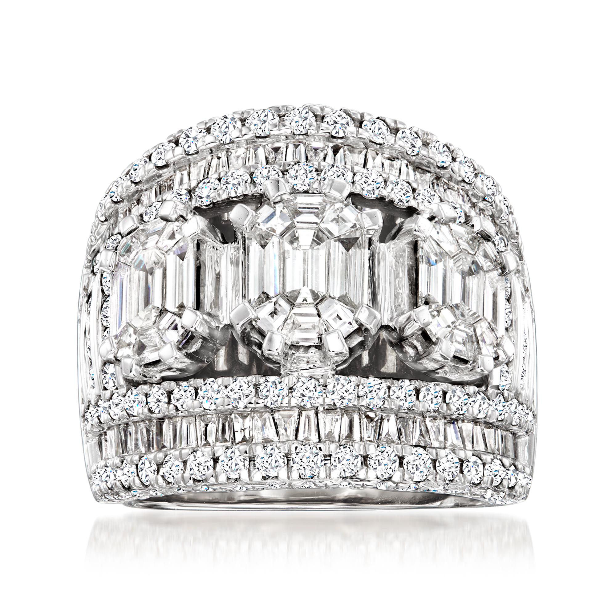 3.60 ct. t.w. Diamond Multi-Row Cluster Ring in 18kt White Gold | Ross ...