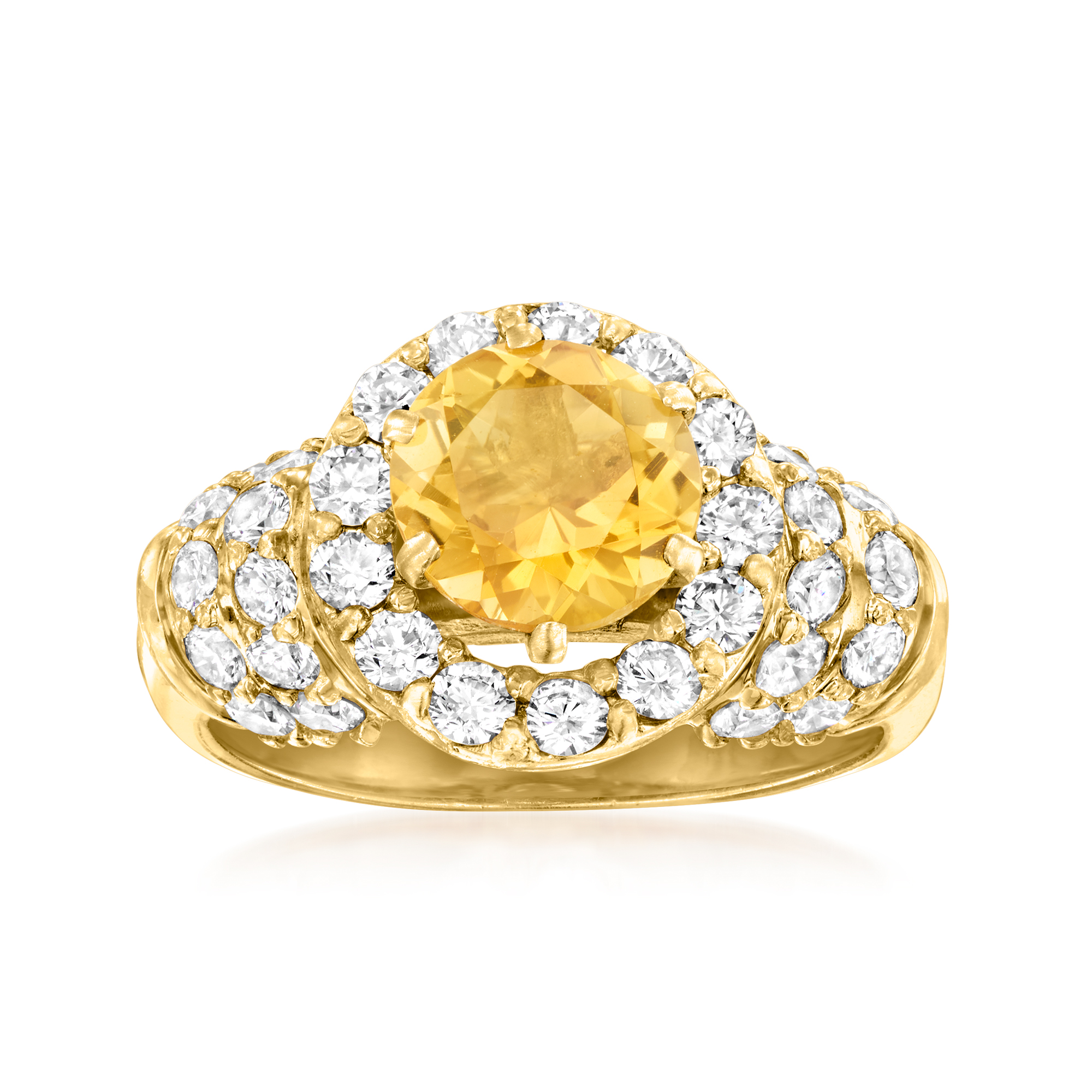 C. 1990 Vintage 1.50 ct. t.w. Diamond and 1.25 Carat Citrine Ring in ...