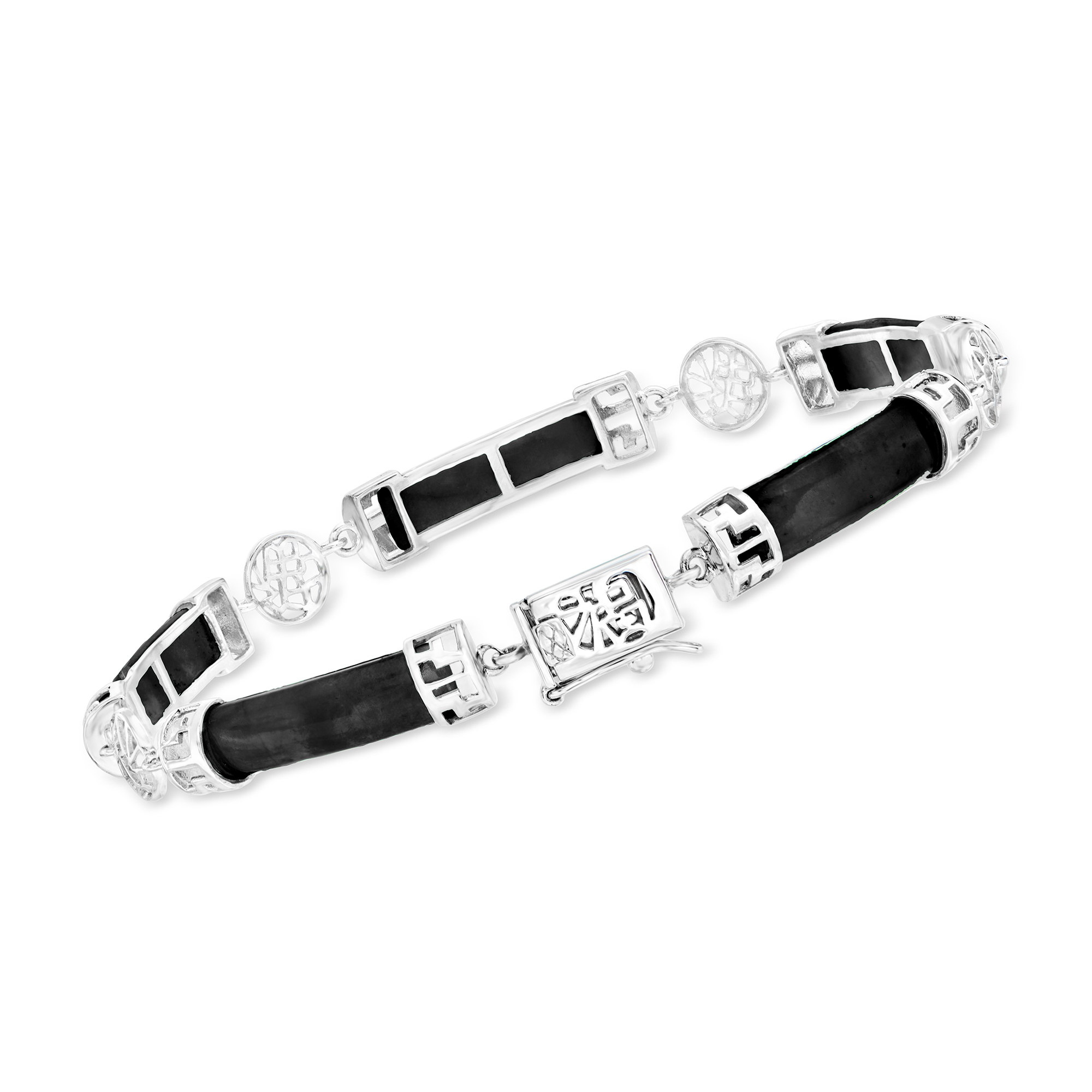 Black Agate "Good Fortune" Bracelet in Sterling Silver | Ross-Simons