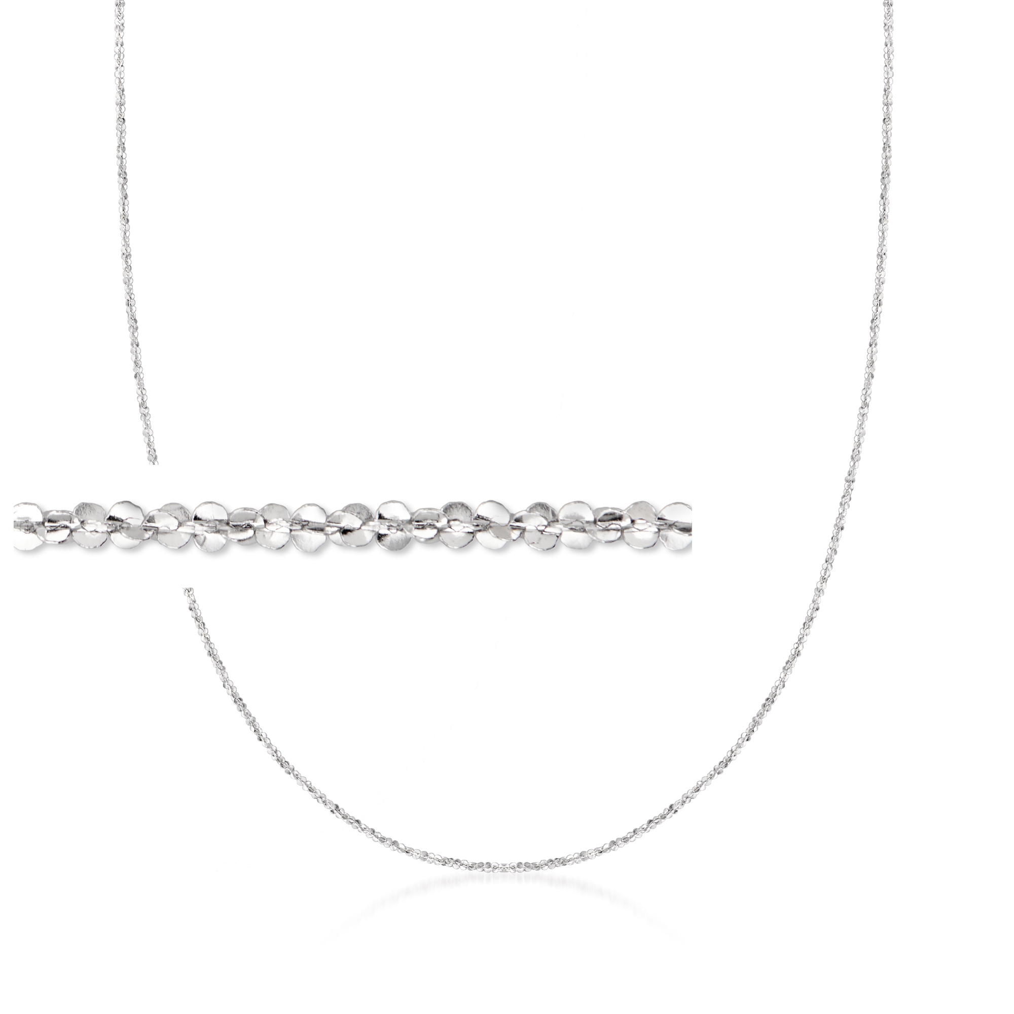 Italian 1mm 14kt White Gold Twisted Sparkle Chain Necklace