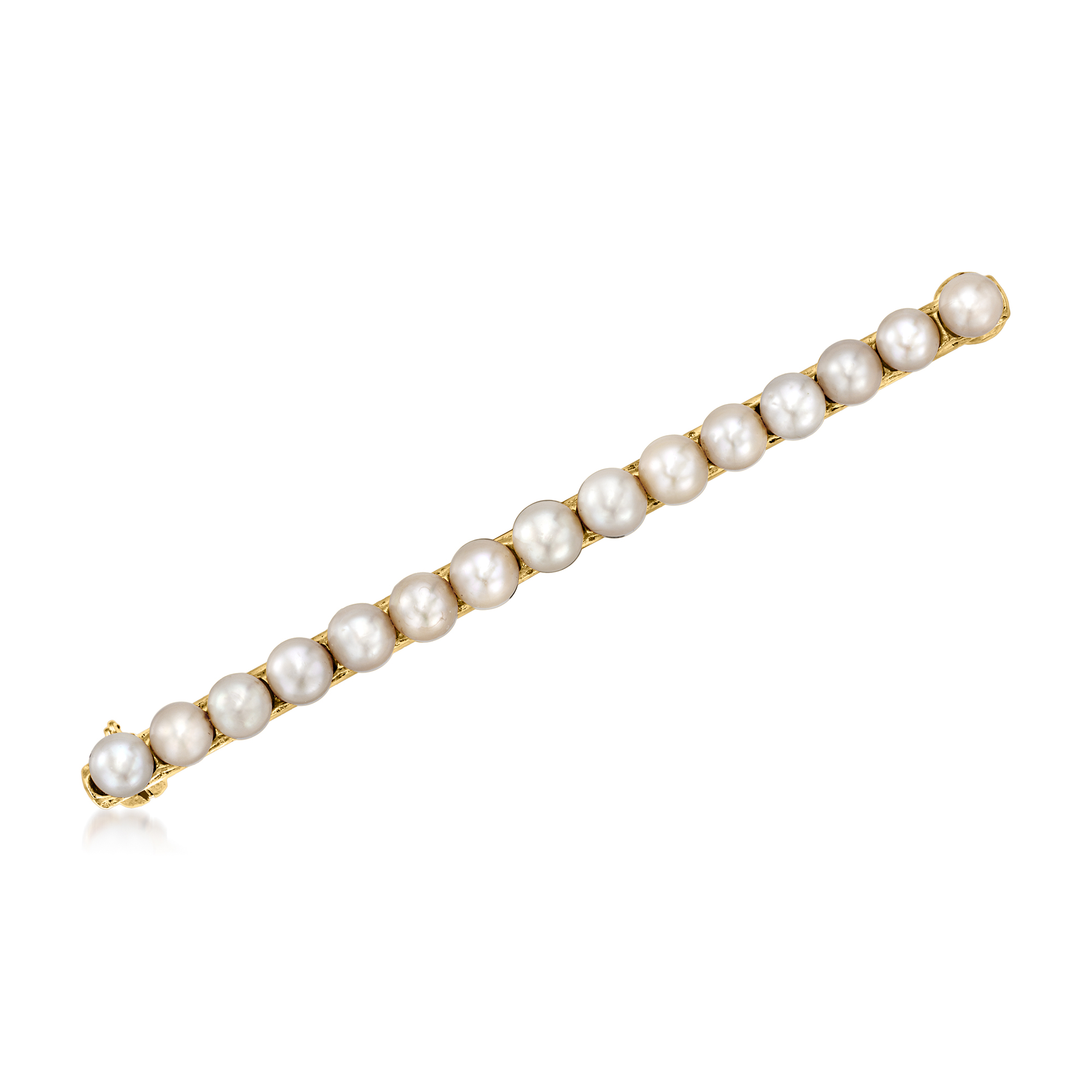 C. 1970 Vintage 3mm Cultured Pearl Bar Pin in 14kt Yellow Gold | Ross ...