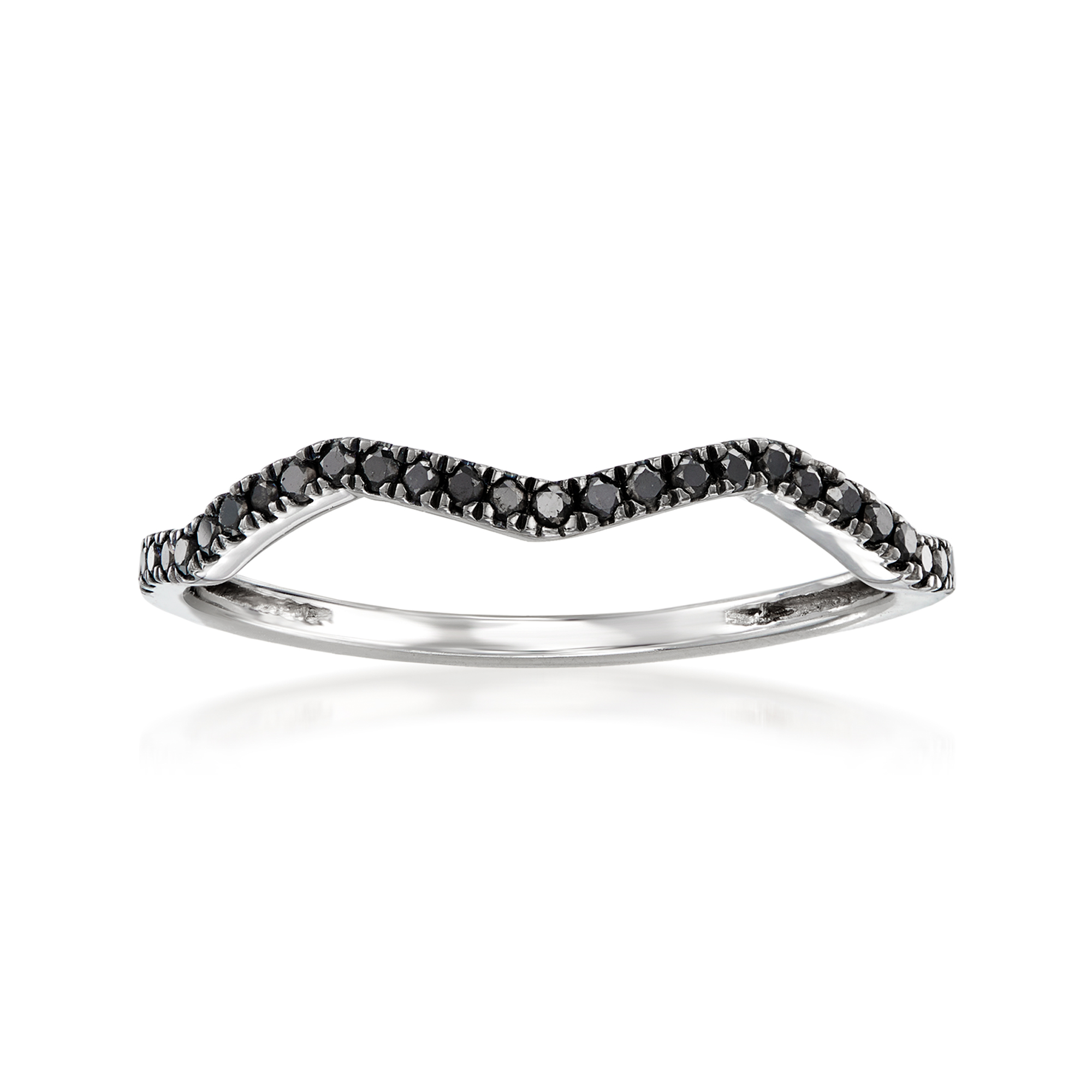 .15 ct. t.w. Black Diamond Chevron Ring in Sterling Silver | Ross-Simons